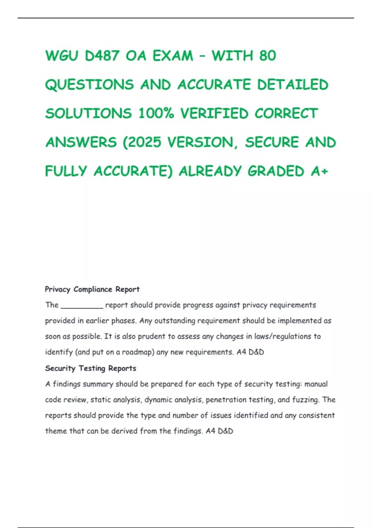 WGU D487 OA EXAM – WITH 80 QUESTIONS AND ACCURATE DETAILED SOLUTIONS ...