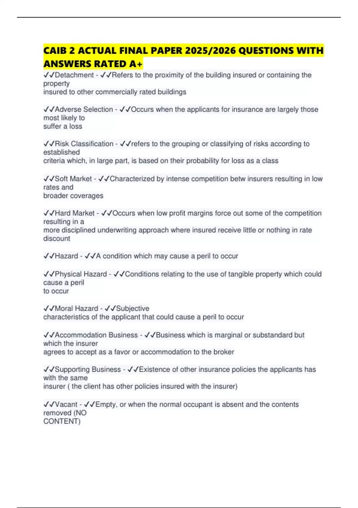 CAIB 2 ACTUAL FINAL PAPER 2025/2026 QUESTIONS WITH ANSWERS RATED A+ ...