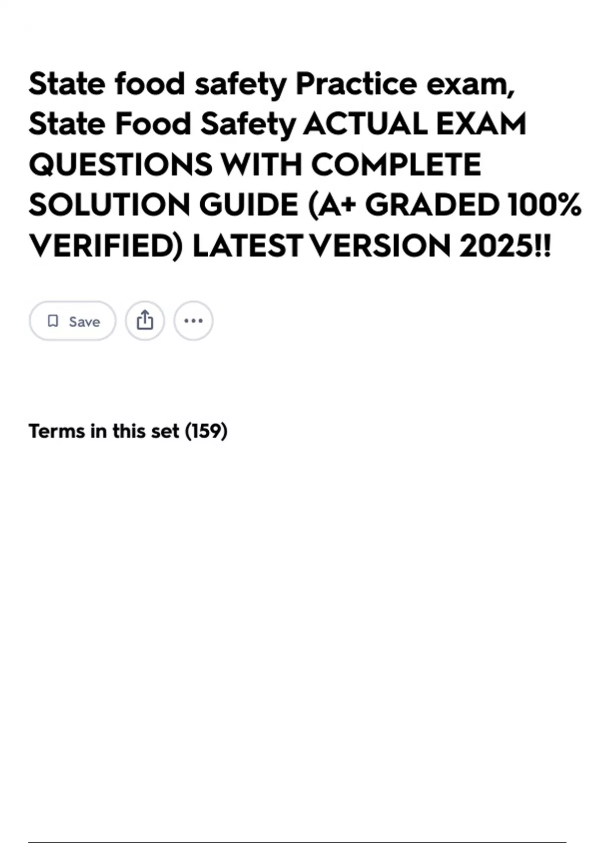 State food safety Practice exam, State Food Safety ACTUAL EXAM ...