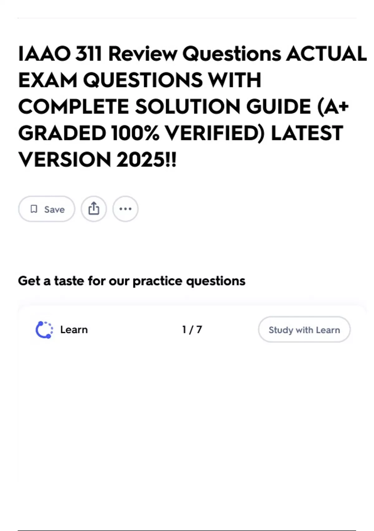 IAAO 311 Review Questions ACTUAL EXAM QUESTIONS WITH COMPLETE SOLUTION ...