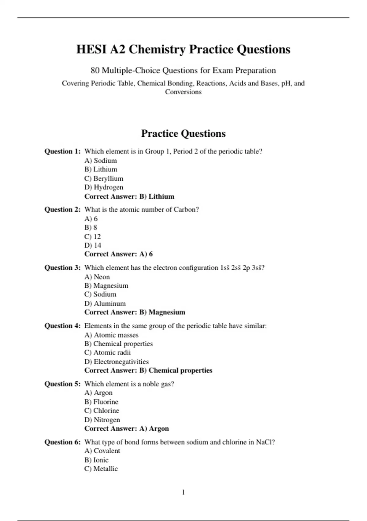 HESI A2 Chemistry Practice Questions – 80 Exam-Style Questions with ...