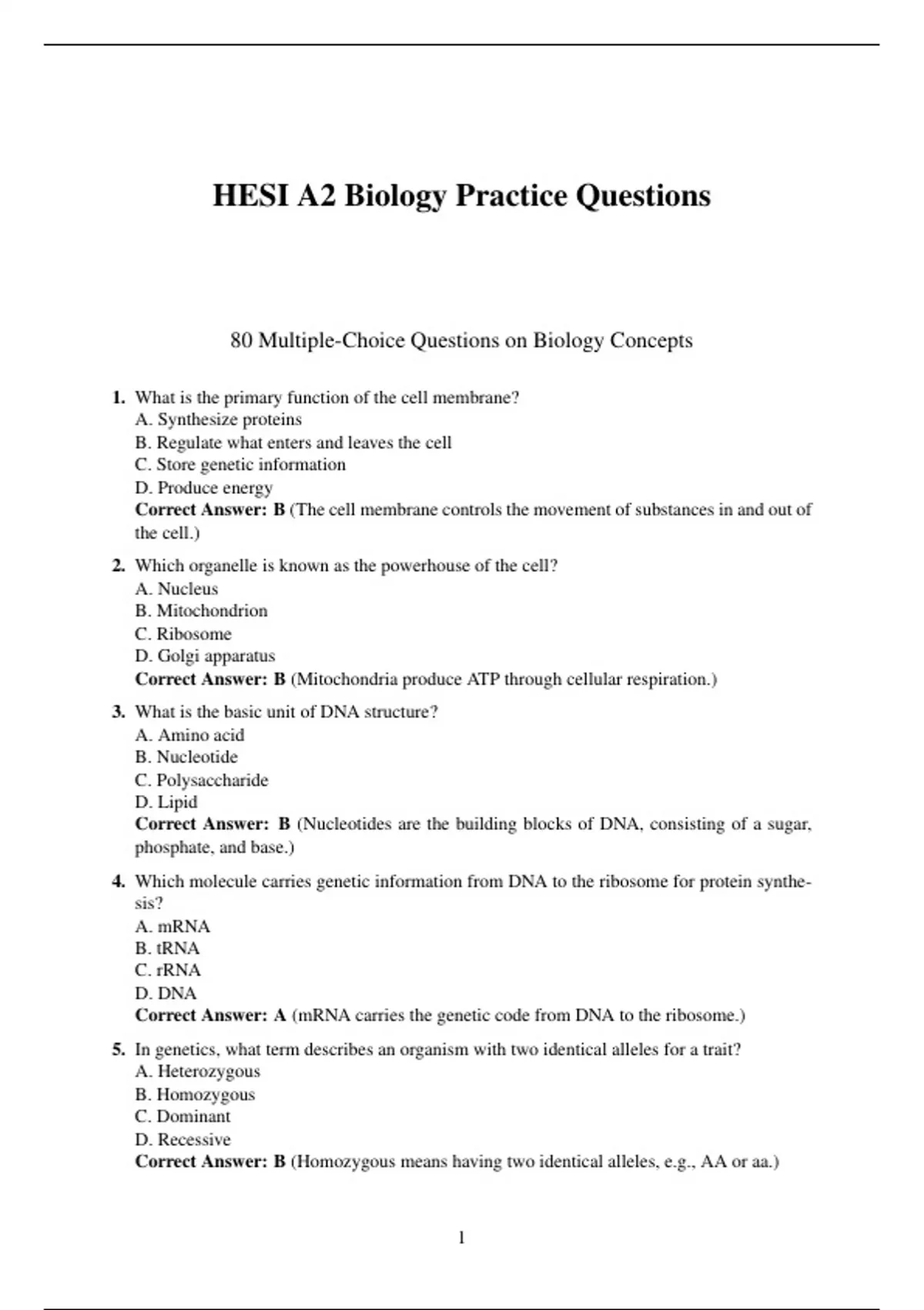 HESI A2 Biology Practice Questions – 80 Exam-Style Questions with ...