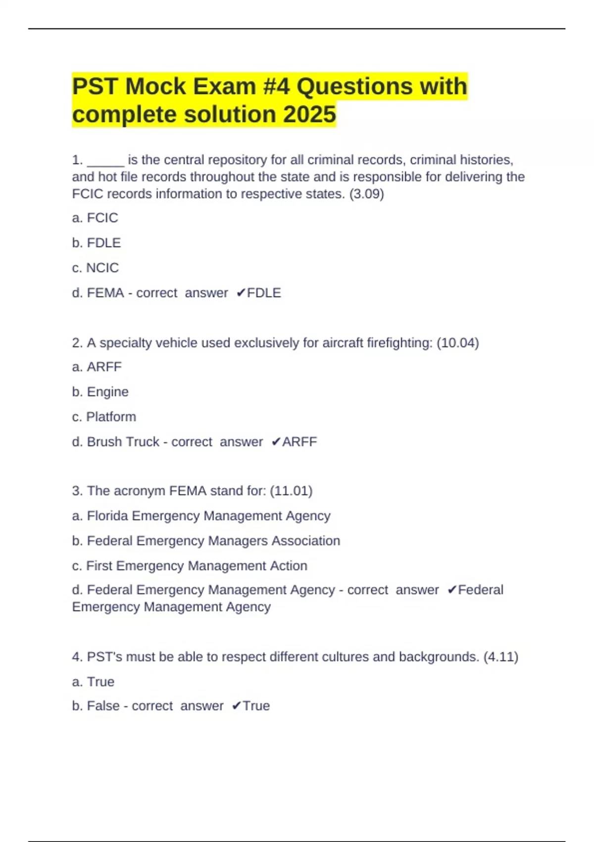 PST Mock Exam #4 Questions with complete solution 2025 - PST Mock ...