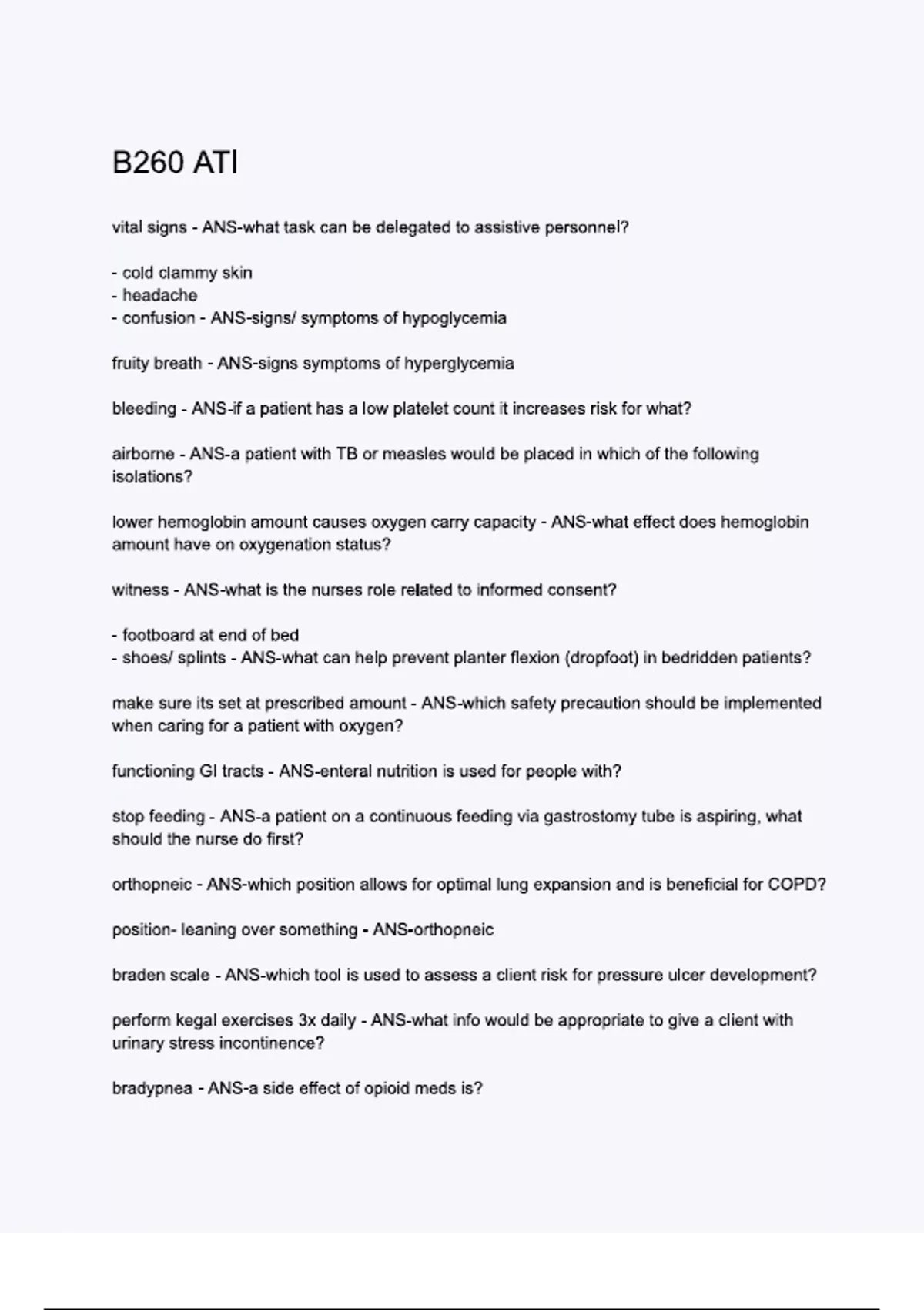 B260 ATI QUESTIONS AND ANSWERS : {LATEST 2025/ 2026 UPDATE} COMPLETE ...