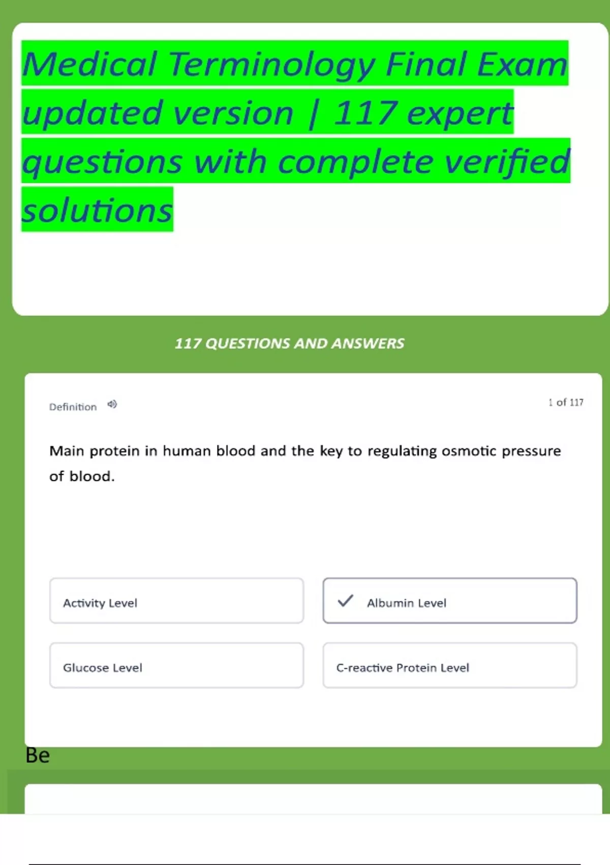 Medical Terminology Final | Exam | updated version | 117 expert ...