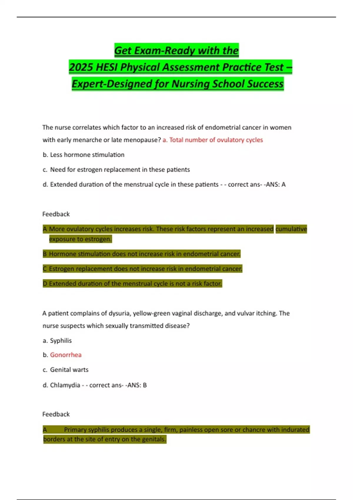2025 HESI Physical Assessment Practice Test – Expert-Designed for ...