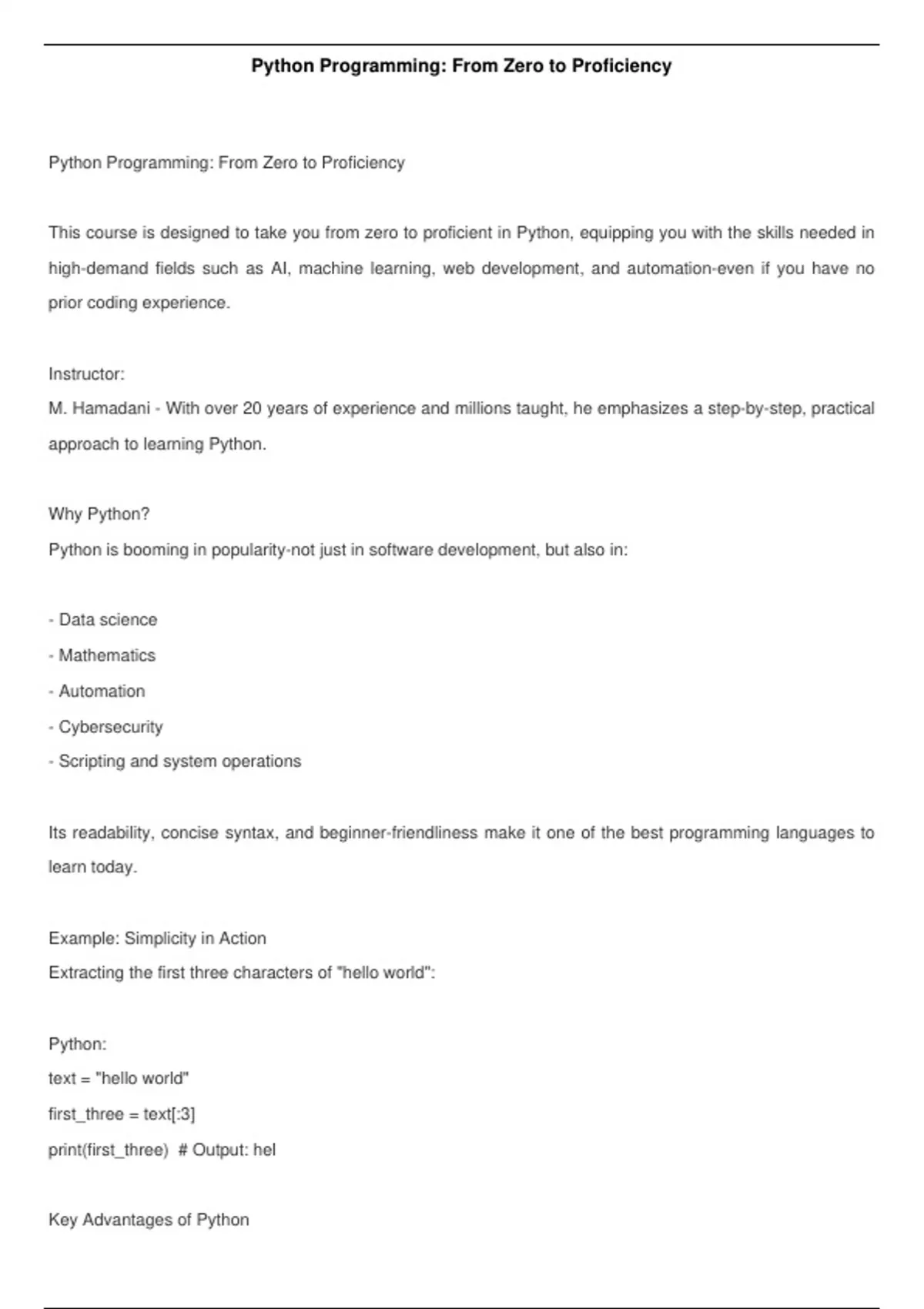 Summary Subtitle: “A Complete Beginner’s Guide to Python Programming, Setup, and Core Concepts ...