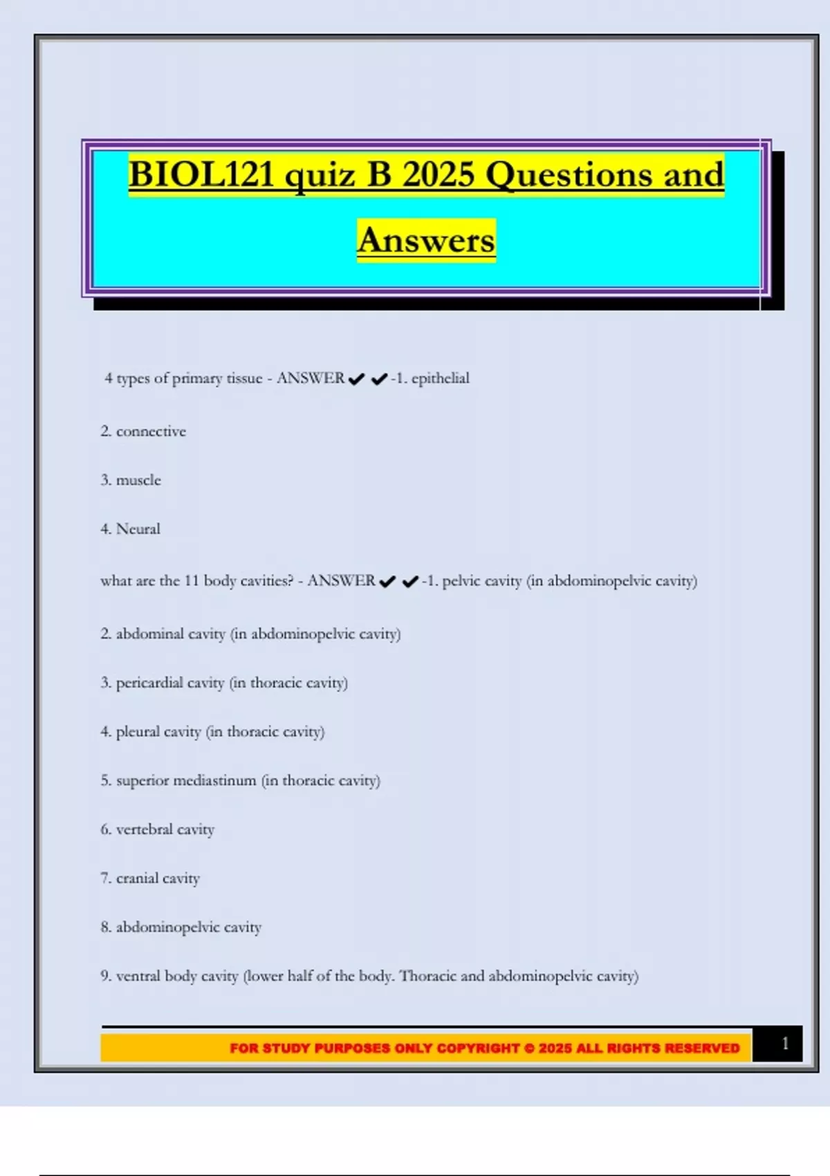 Biol121 Quiz B 2025 Questions And Answers Bio 121 Stuvia Us