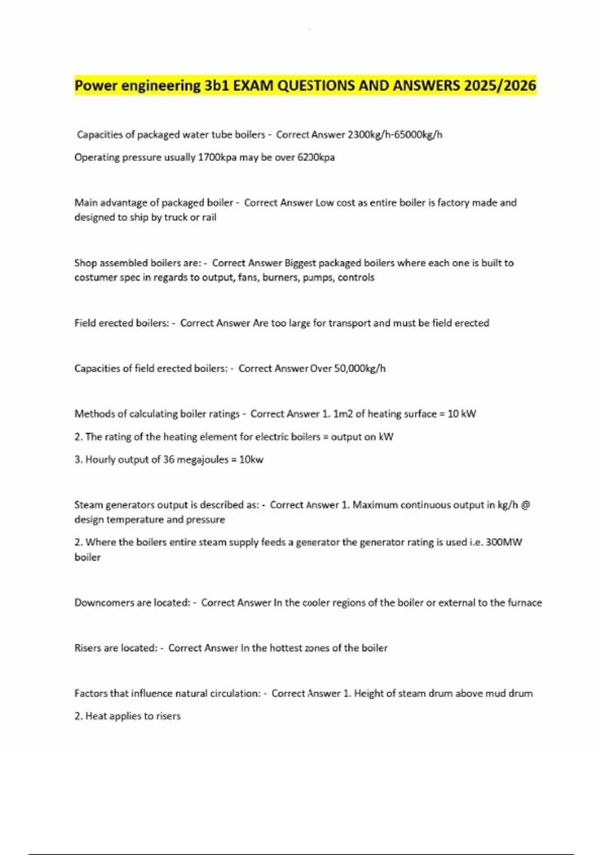 Power engineering 3b1 EXAM QUESTIONS AND ANSWERS 2025/2026 - ABSA 3B1 ...