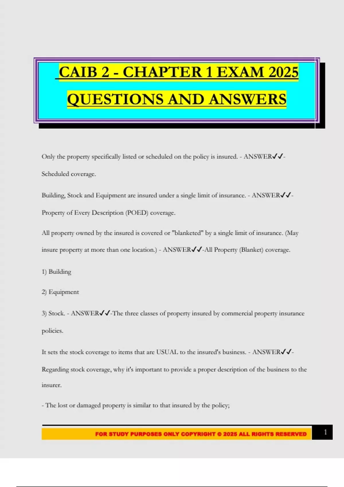 CAIB 2 - CHAPTER 1 EXAM 2025 QUESTIONS AND ANSWERS - CAIB 2 - Stuvia US