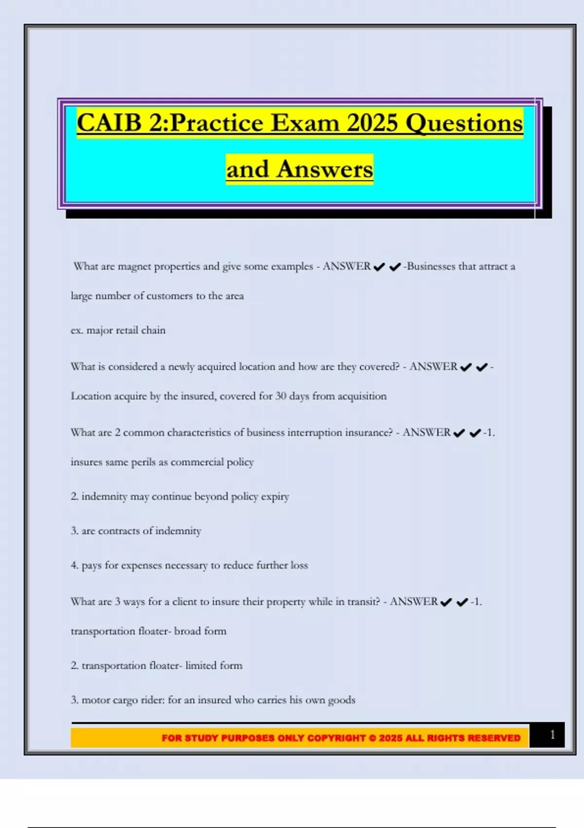 CAIB 2:Practice Exam 2025 Questions and Answers - CAIB 2 - Stuvia US