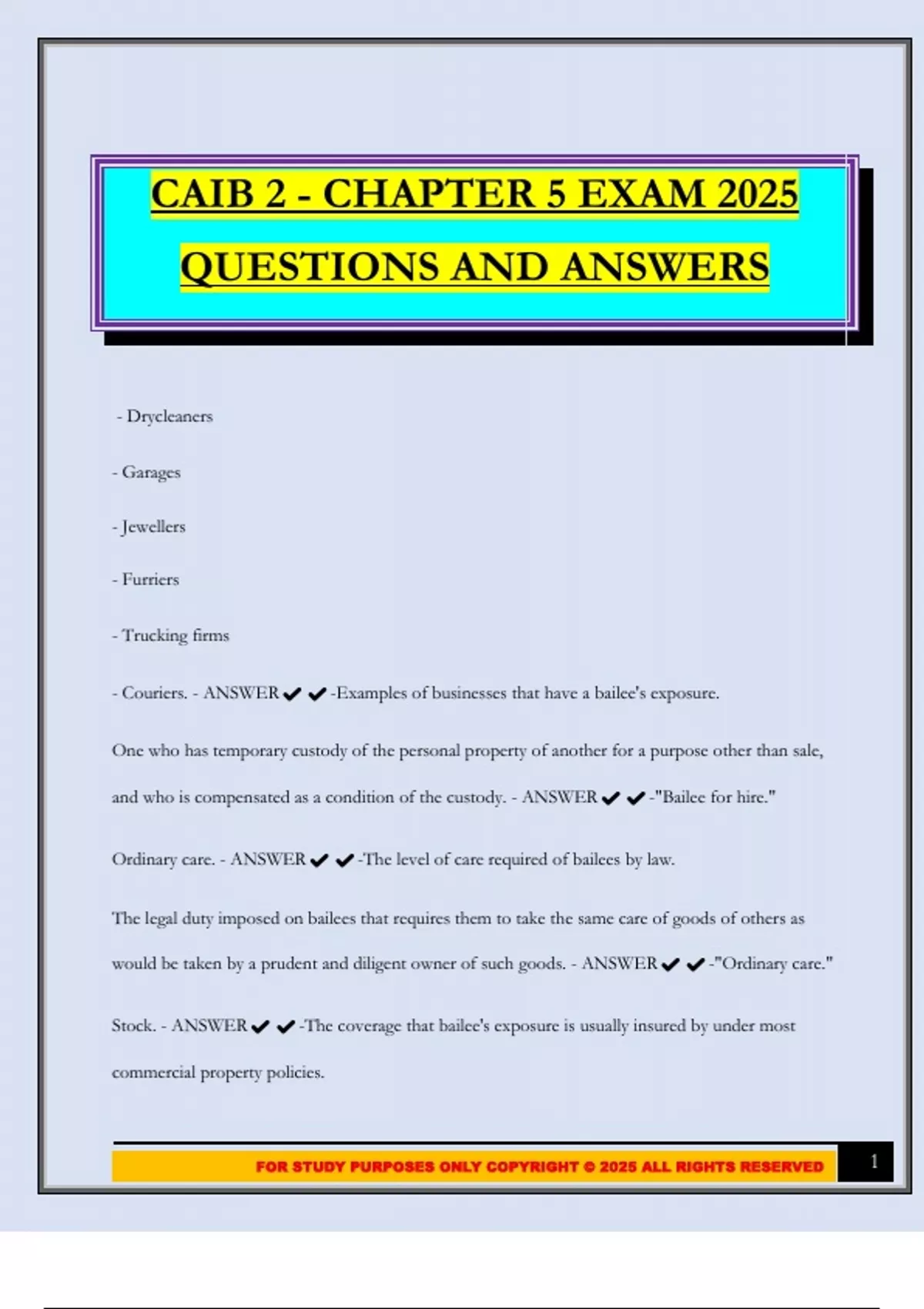 CAIB 2 - CHAPTER 5 EXAM 2025 QUESTIONS AND ANSWERS - CAIB 2 - Stuvia US