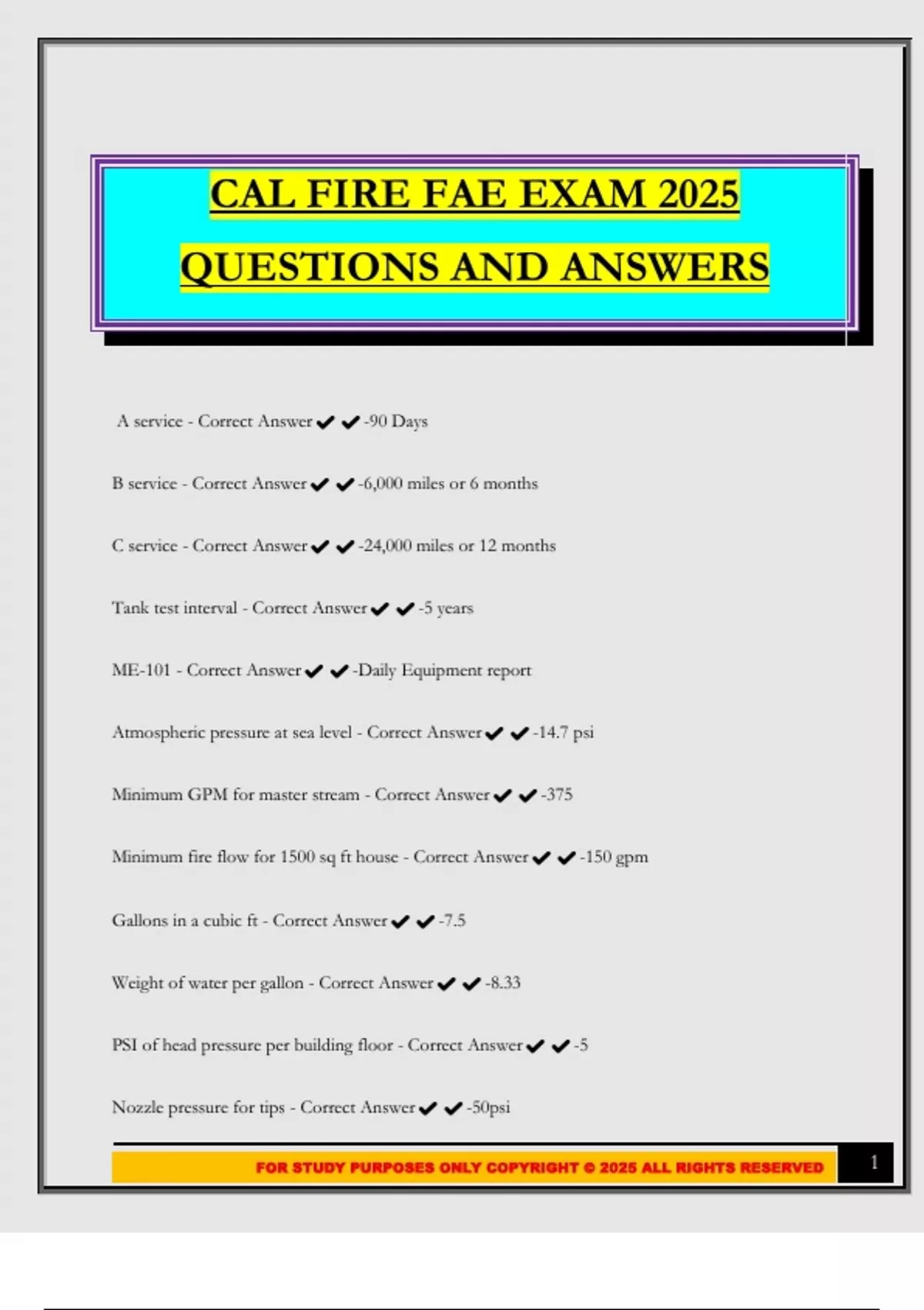 CAL FIRE FAE EXAM 2025 QUESTIONS AND ANSWERS - Cal Fire - Stuvia US