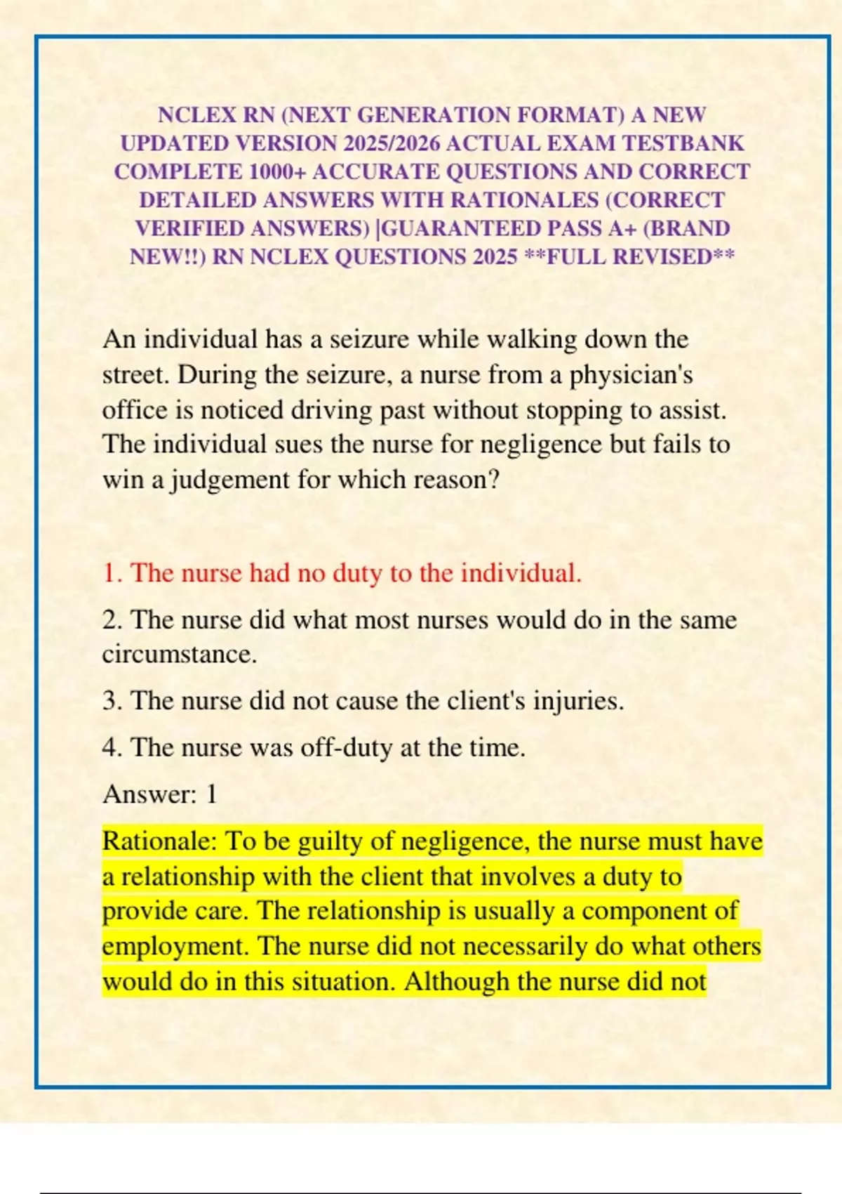 NCLEX RN (NEXT GENERATION FORMAT) A NEW UPDATED VERSION 2025/2026 ...