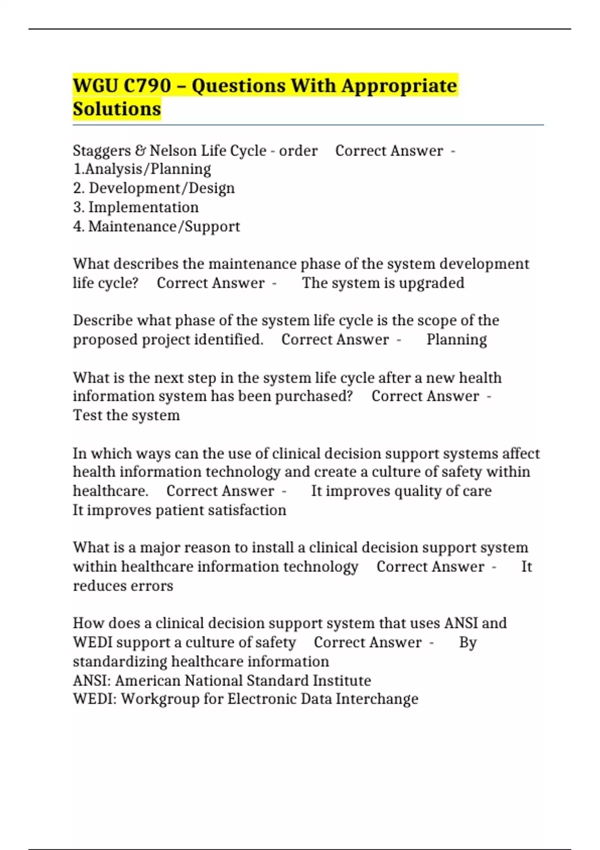 WGU C790 – Questions With Appropriate Solutions - WGU C790 - Stuvia US