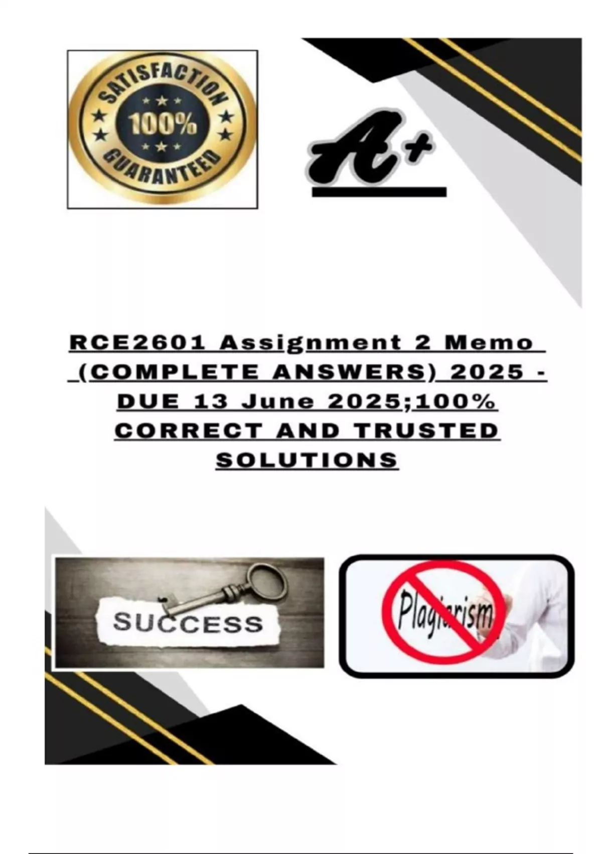 RCE2601 Assignment 2 Memo (COMPLETE ANSWERS) 2025 - DUE 13 June 2025 ...