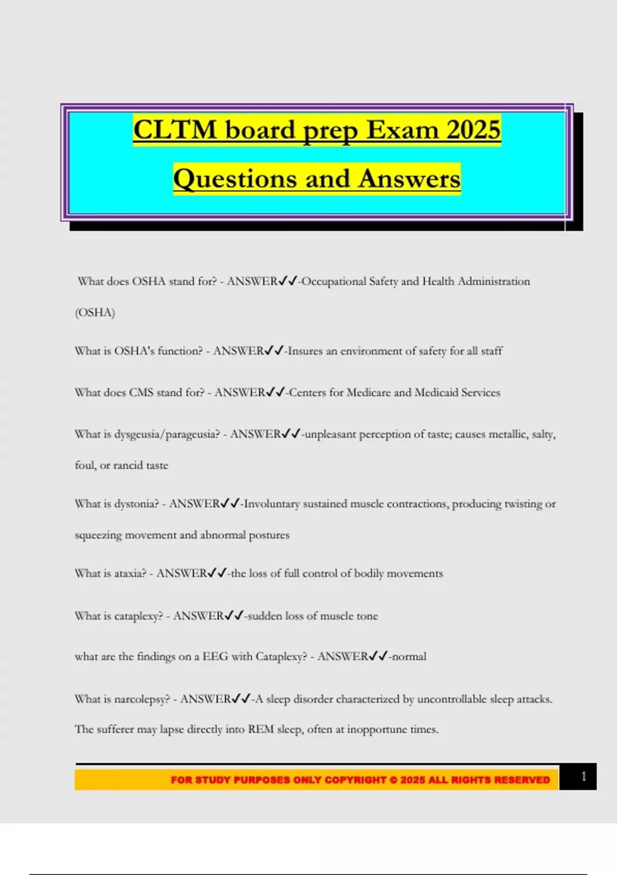 CLTM board prep Exam 2025 Questions and Answers - Cltm - Stuvia US