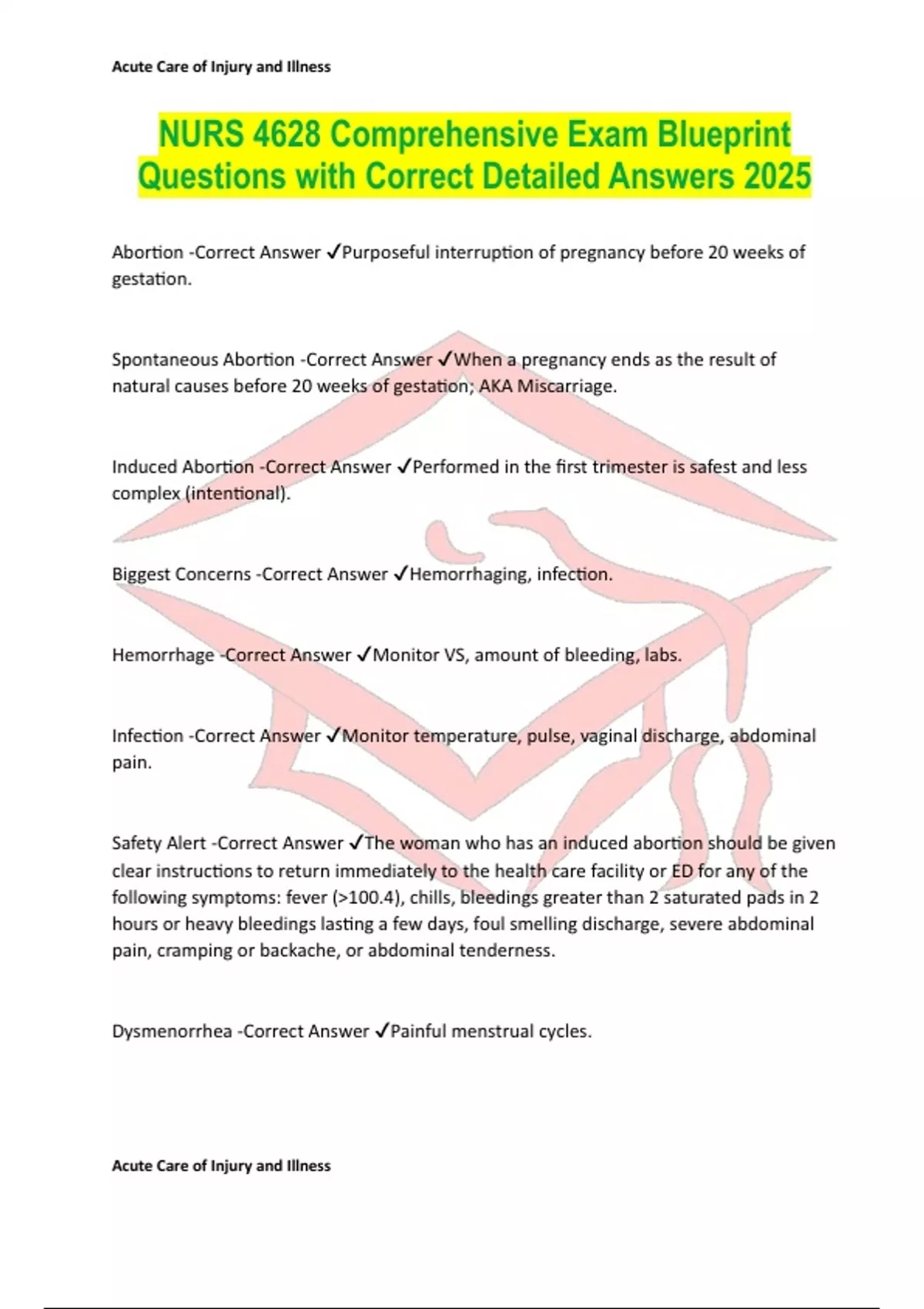 NURS 4628 Comprehensive Exam Blueprint Questions with Correct Detailed ...