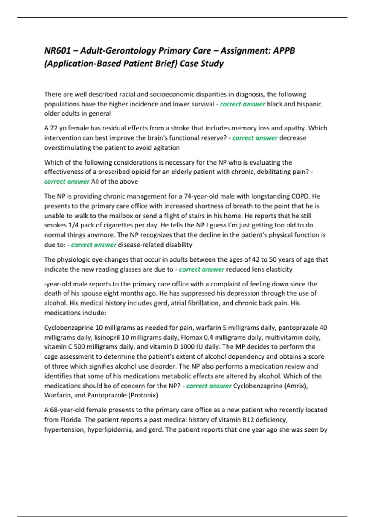 NR601 – Adult-Gerontology Primary Care – Assignment: APPB (Application ...