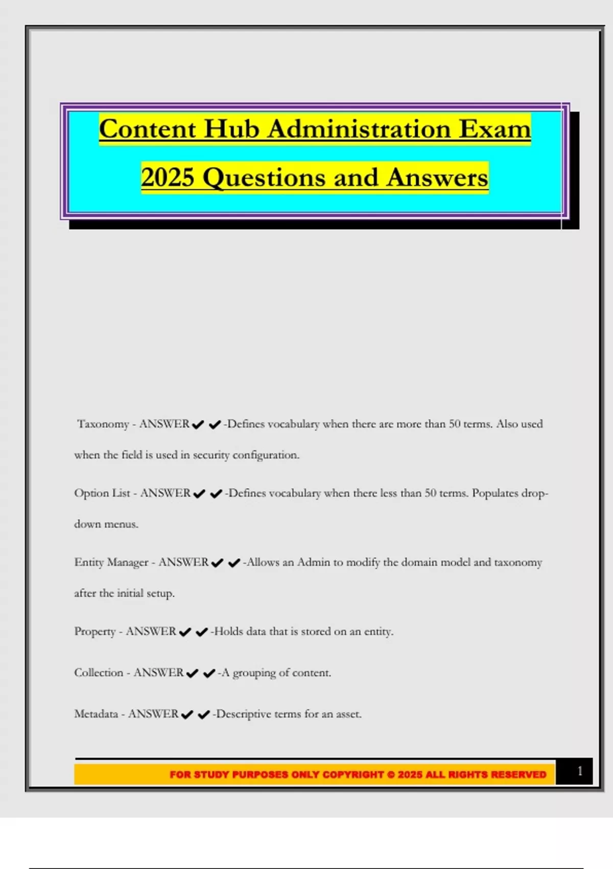 Content Hub Administration Exam 2025 Questions and Answers - Content Hub Administration - Stuvia US