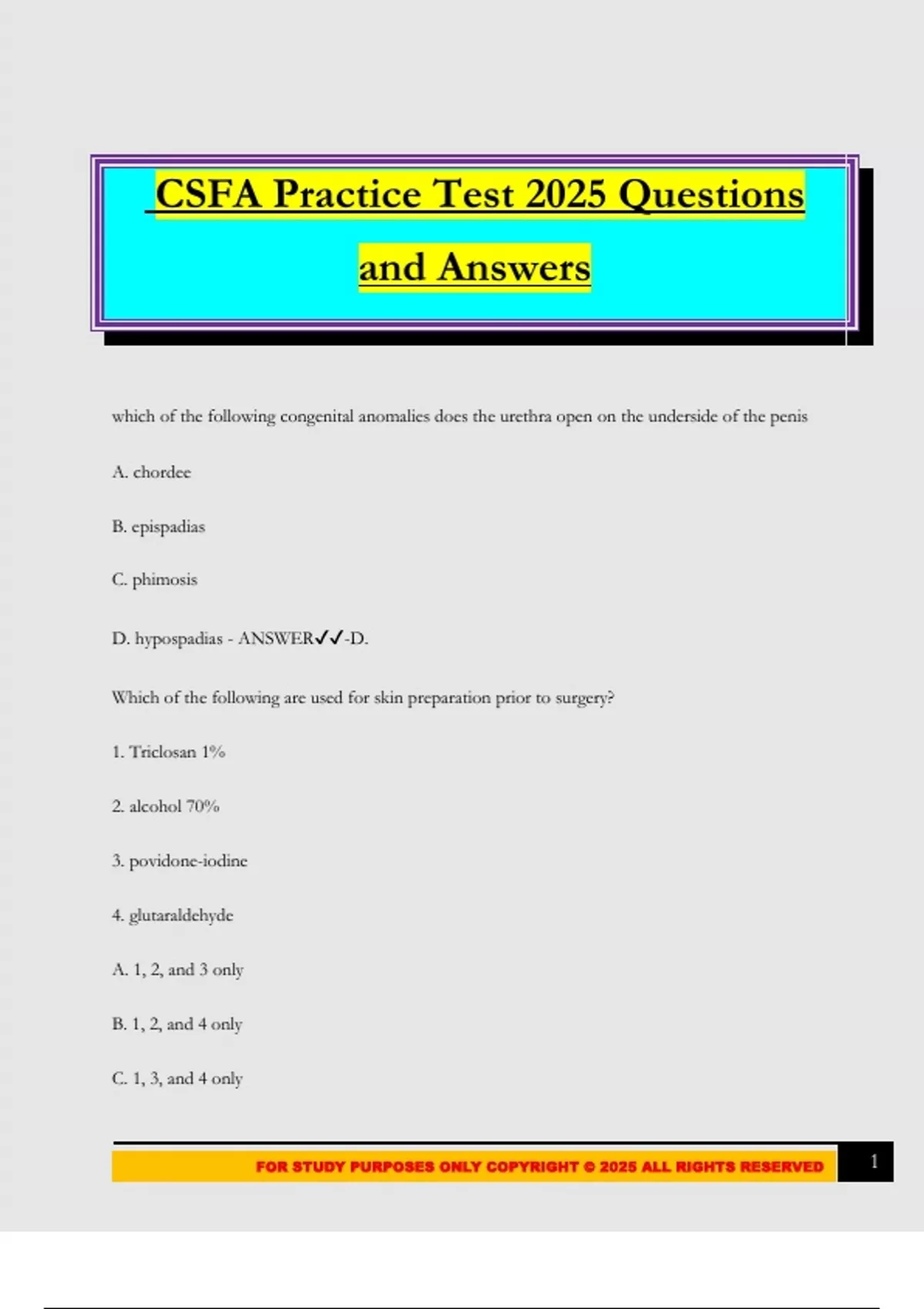 CSFA Practice Test 2025 Questions and Answers - CSFA - Stuvia US