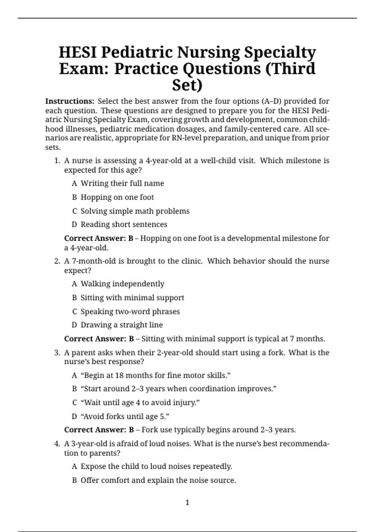 HESI Pediatric Nursing Specialty Exam – 80 Practice Questions with ...