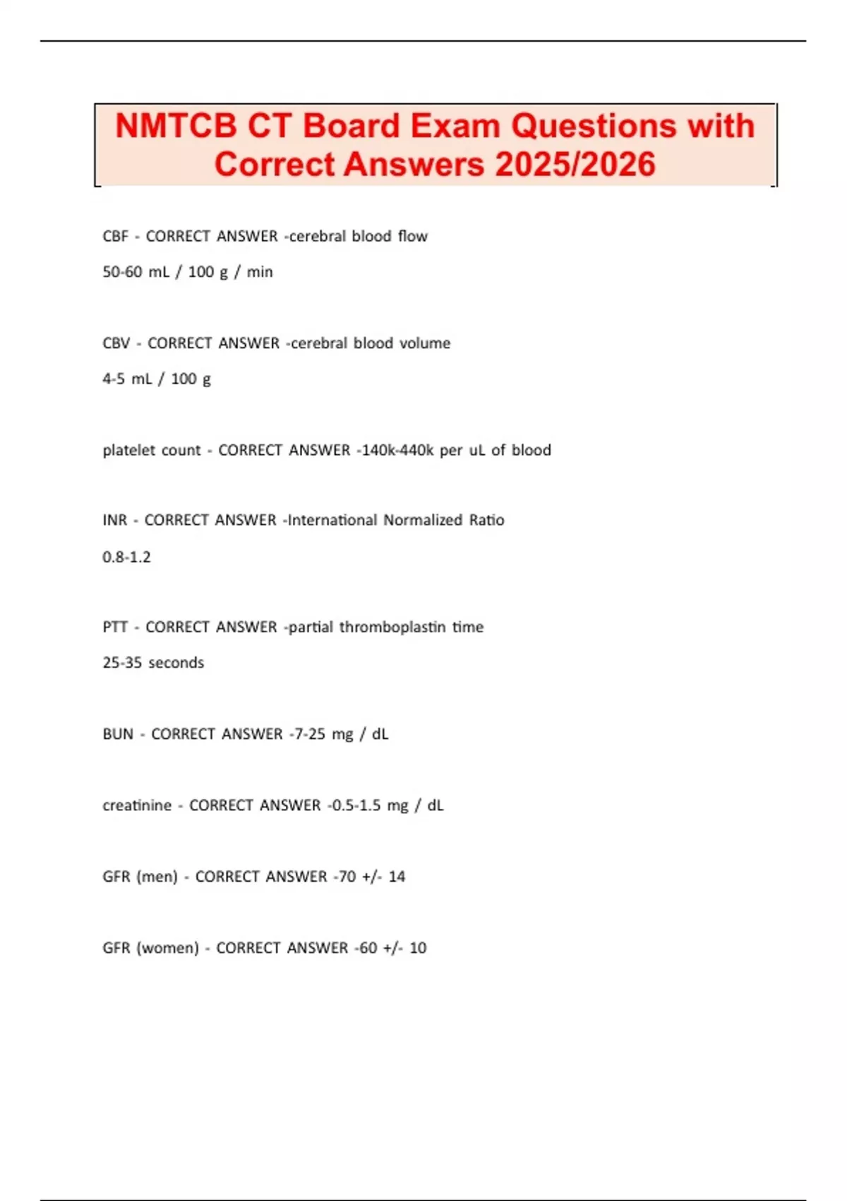 NMTCB CT Board Exam Questions with Correct Answers 2025/2026 - NMTCB ...