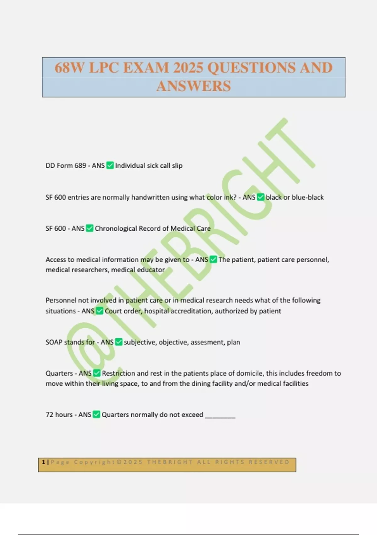 68W LPC EXAM 2025 QUESTIONS AND ANSWERS - 68W LPC - Stuvia US