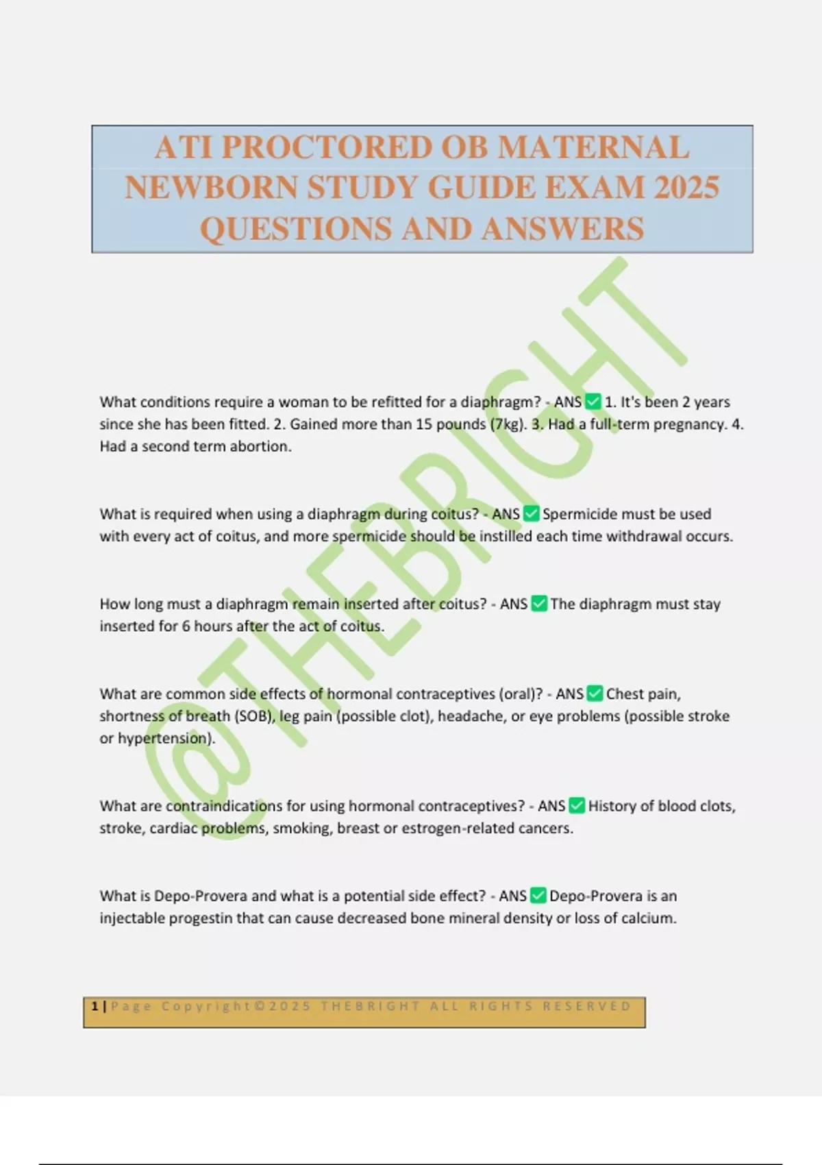 ATI PROCTORED OB MATERNAL NEWBORN STUDY GUIDE EXAM 2025 QUESTIONS AND ...