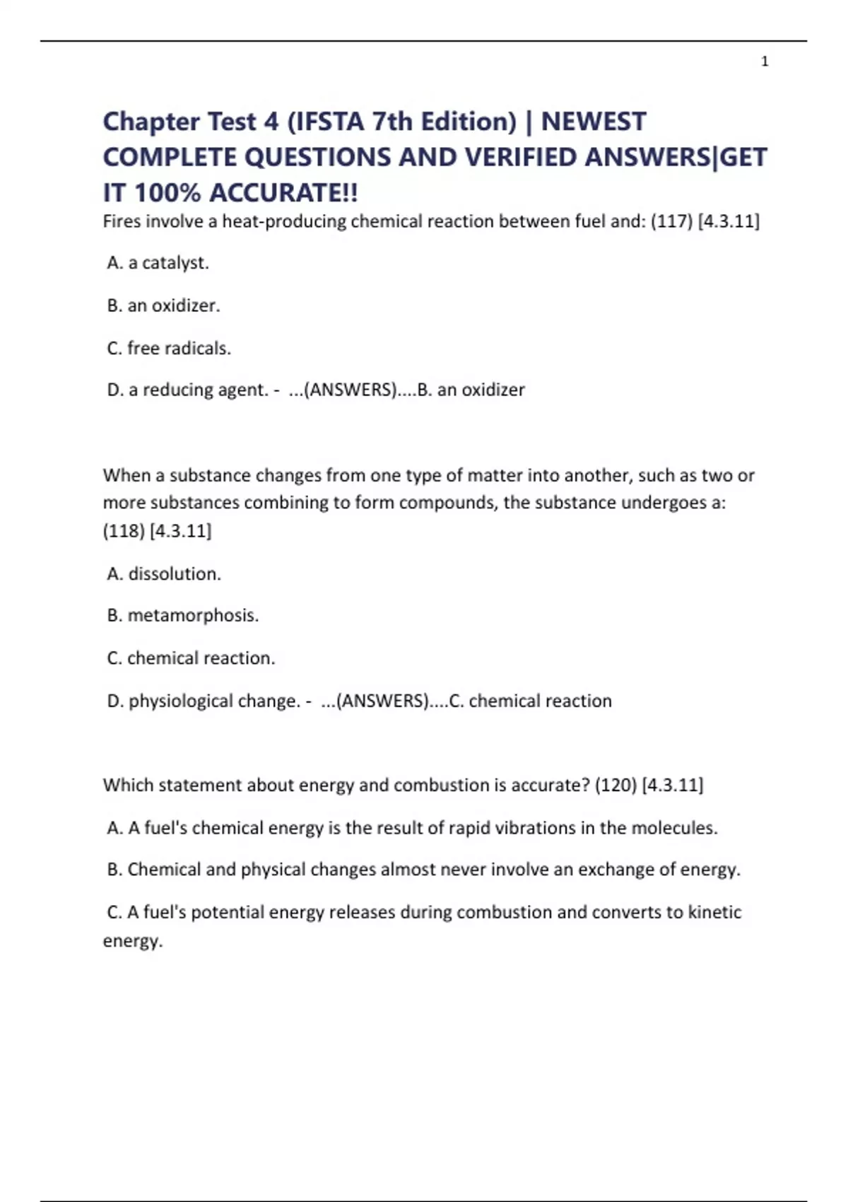 Chapter Test 4 (IFSTA 7th Edition) | NEWEST COMPLETE QUESTIONS AND ...