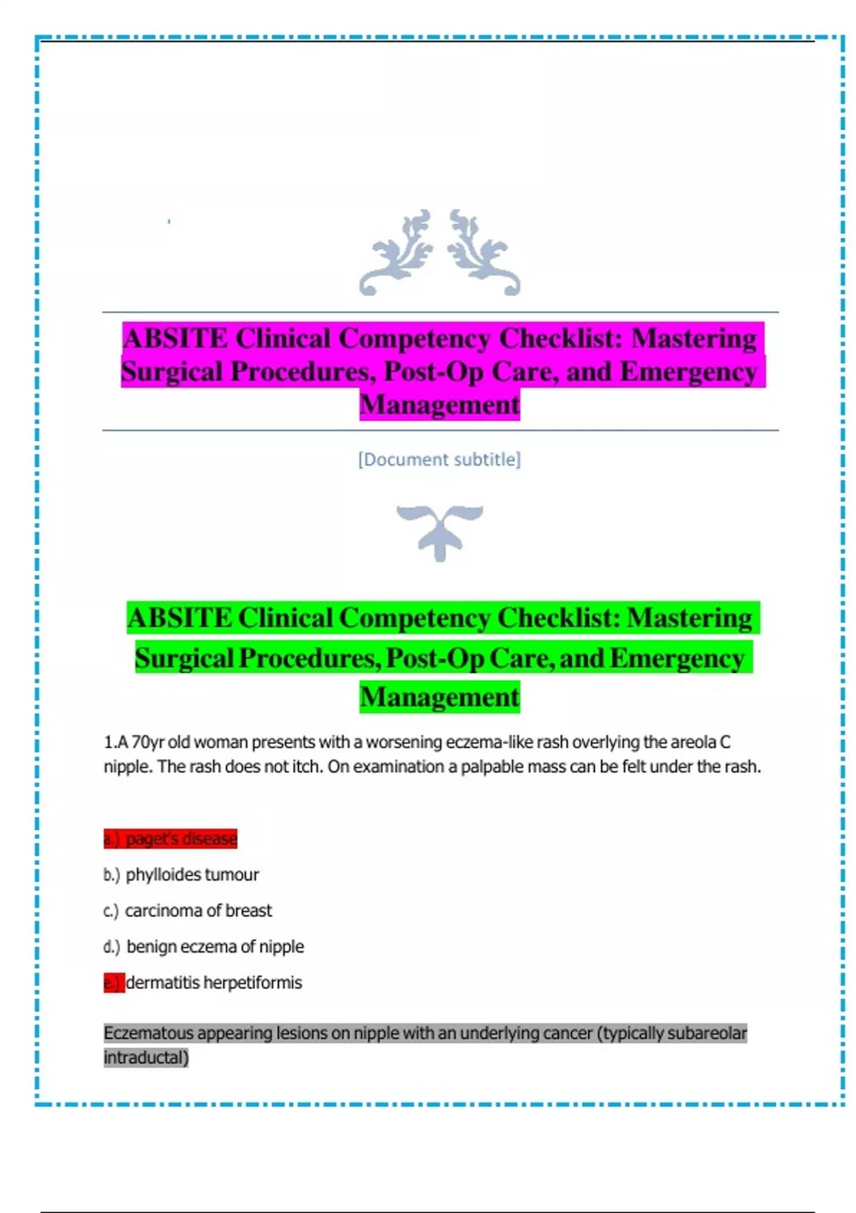 ABSITE Clinical Competency Checklist: Mastering Surgical Procedures ...