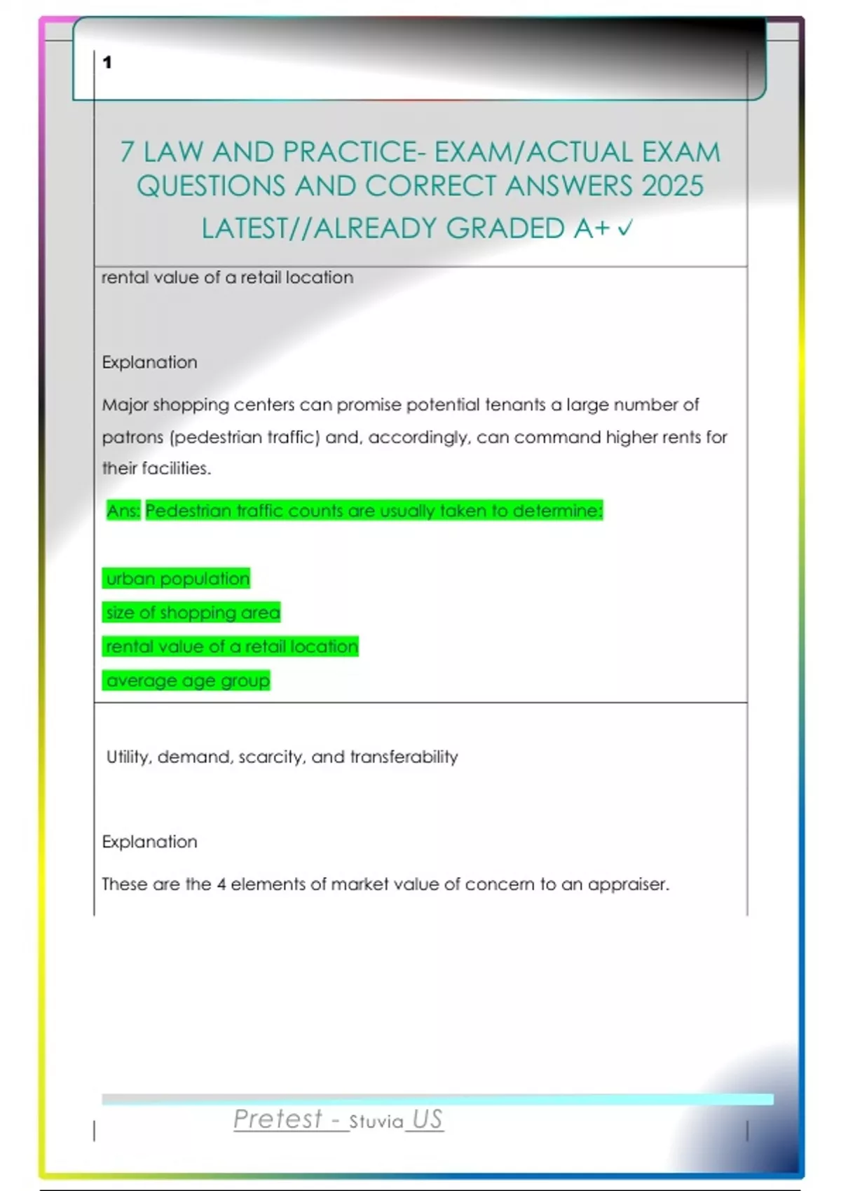 7 LAW AND PRACTICE- EXAM/ACTUAL EXAM QUESTIONS AND CORRECT ANSWERS 2025 ...