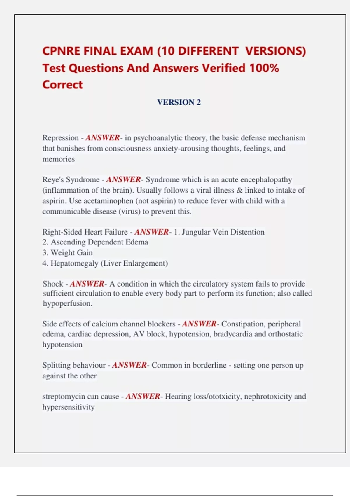 CPNRE FINAL EXAM (10 DIFFERENT VERSIONS) Test Questions And Answers ...