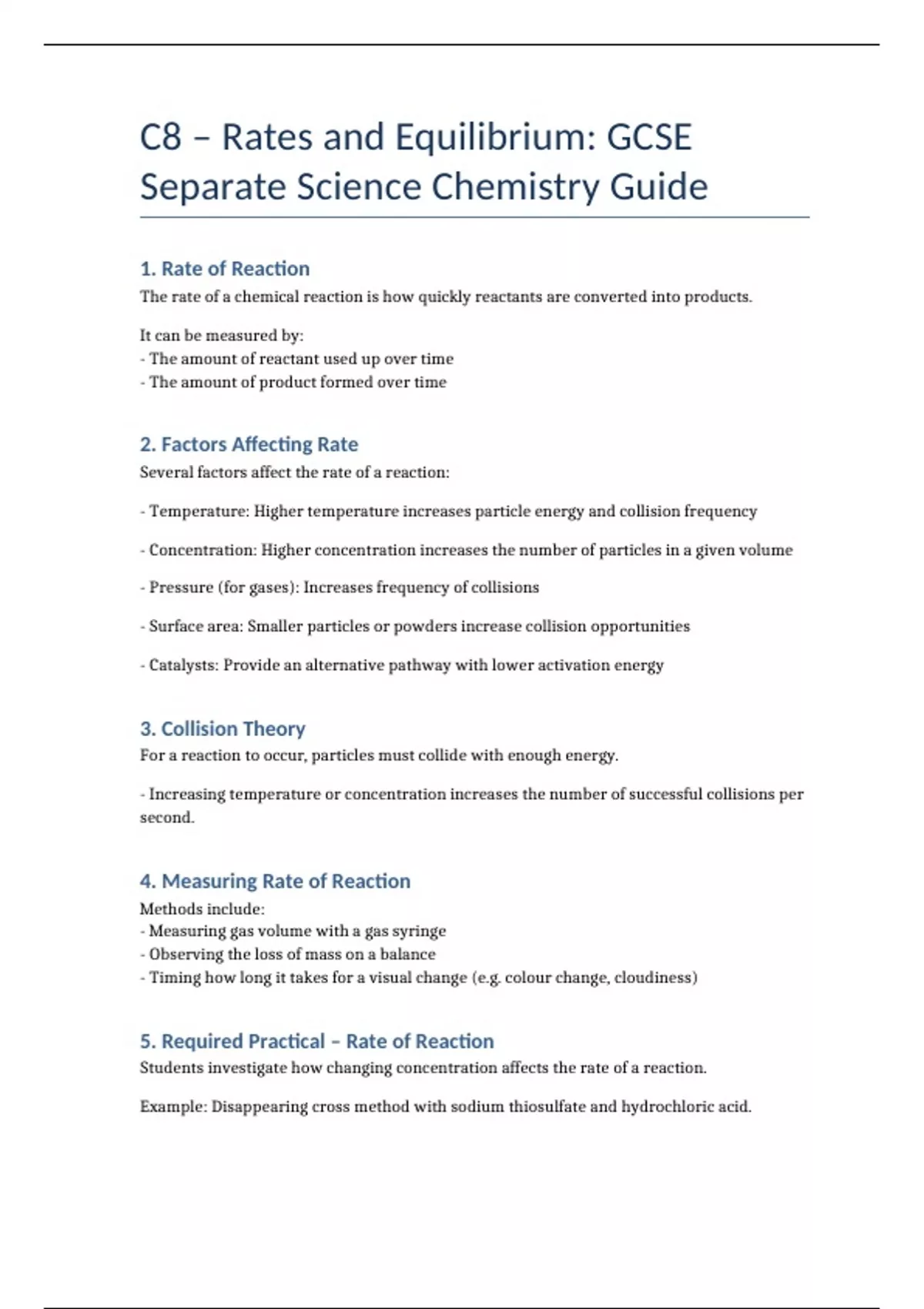 ENTIRE PAPER 2 - GCSE Chemistry - Summary Notes By Chapter - Stuvia UK