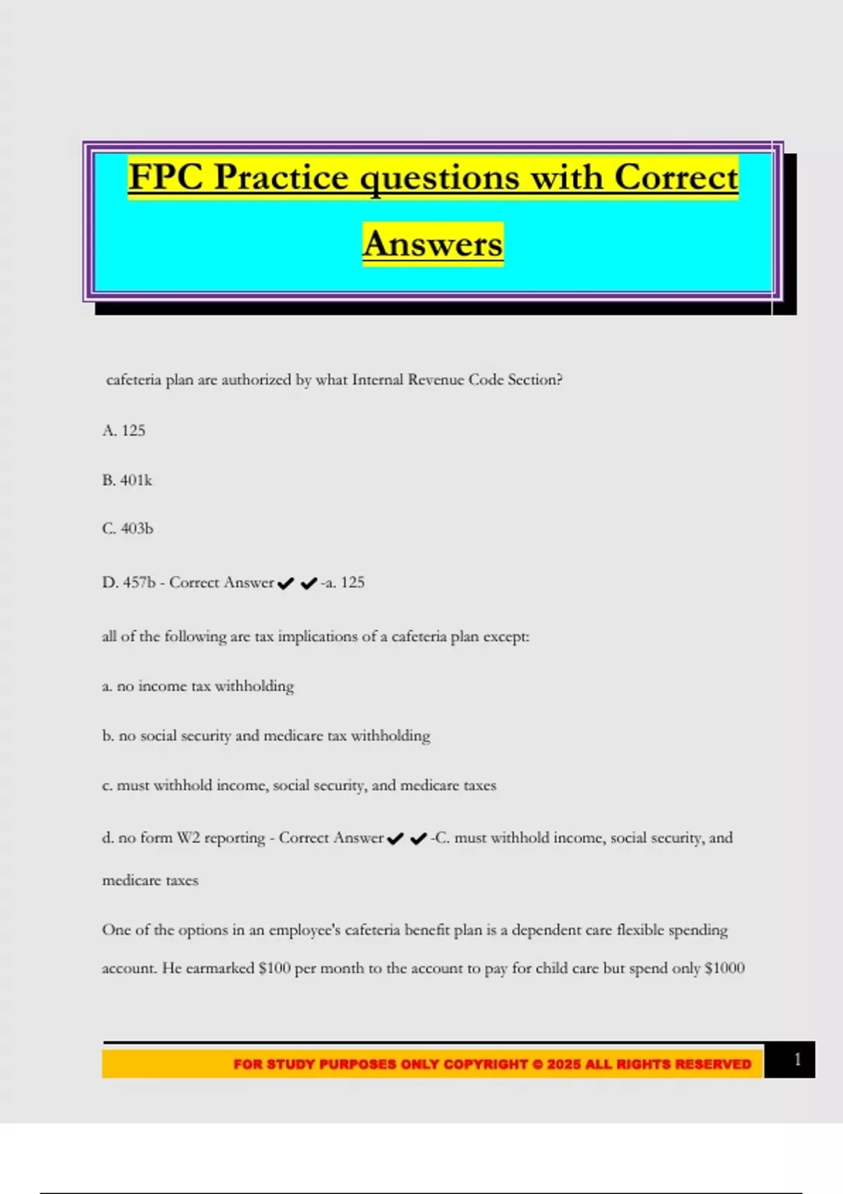 FPC Practice questions with Correct Answers - FPC - Stuvia US