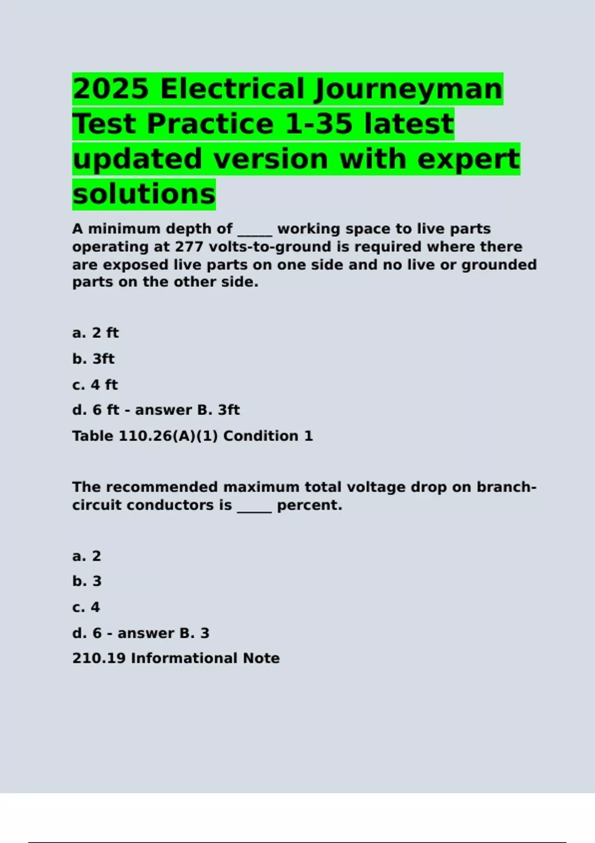 2025 Electrical Journeyman Test Practice 1-35 latest updated version ...