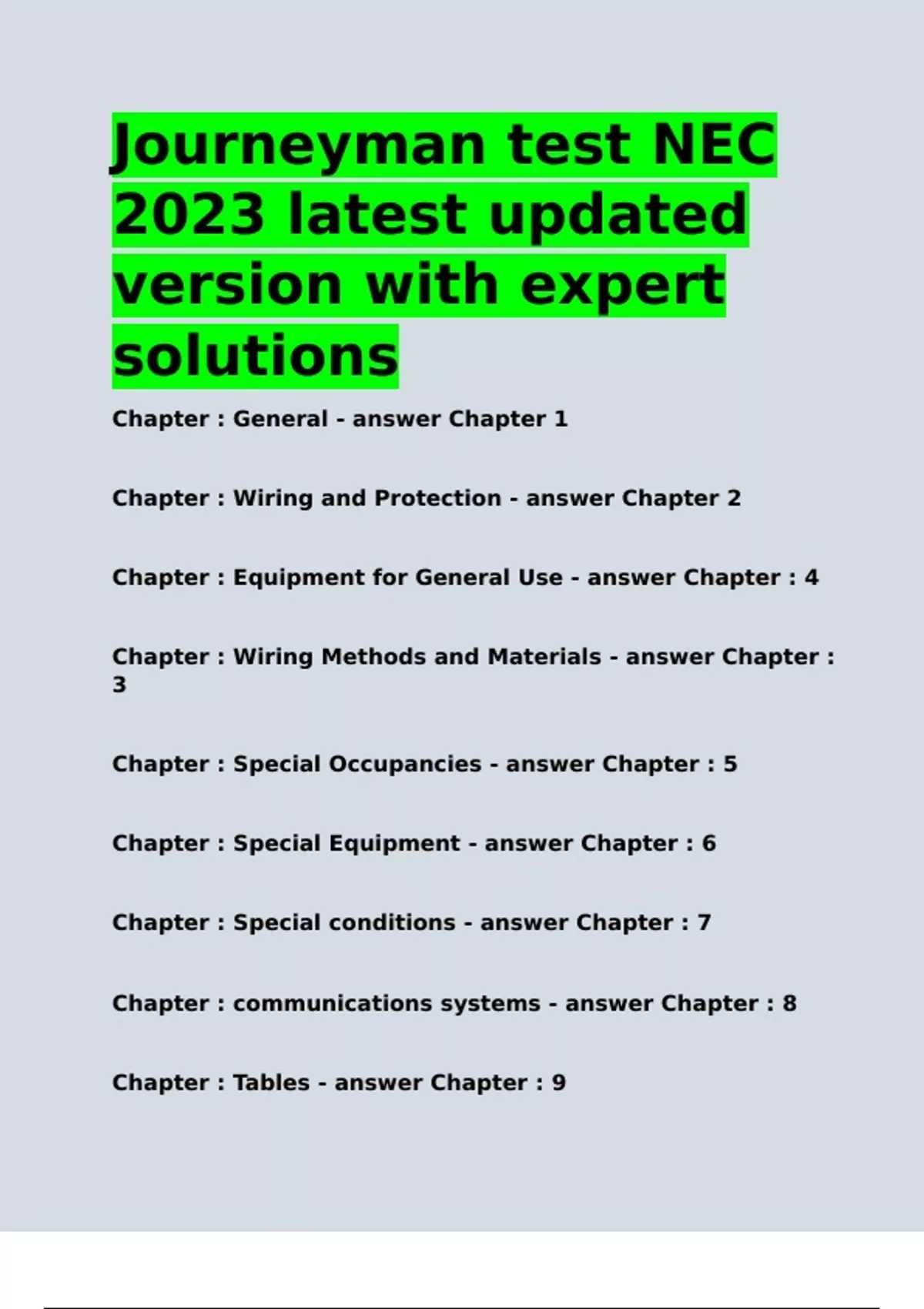 Journeyman test NEC 2023 latest updated version with expert solutions ...