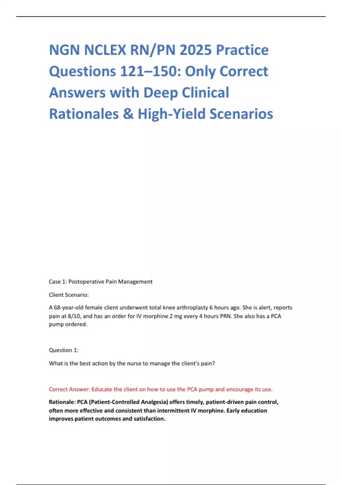 NGN NCLEX RN/PN 2025 Practice Questions 121–150: Only Correct Answers ...