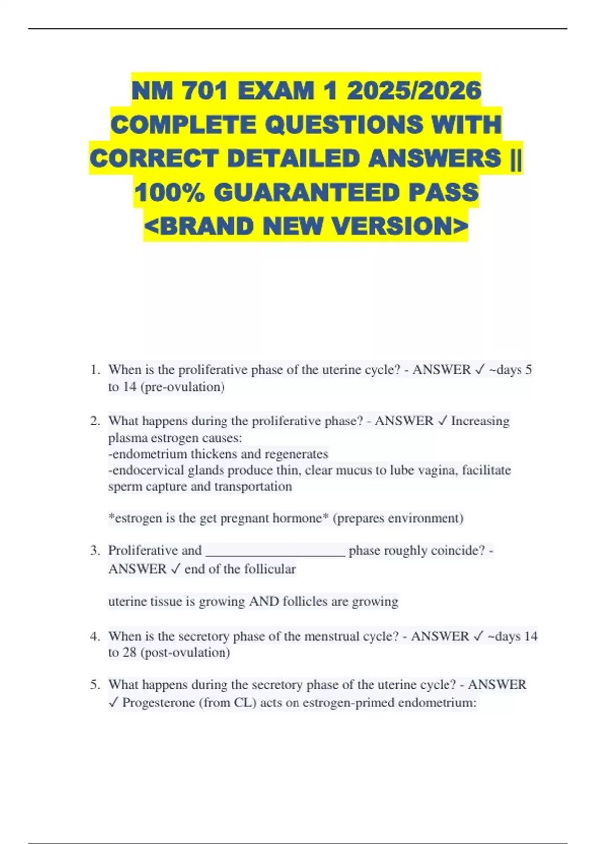 BUNDLE FOR NM 701 EXAM 1,2,3,4,5,6&7 2025/2026 COMPLETE QUESTIONS WITH ...