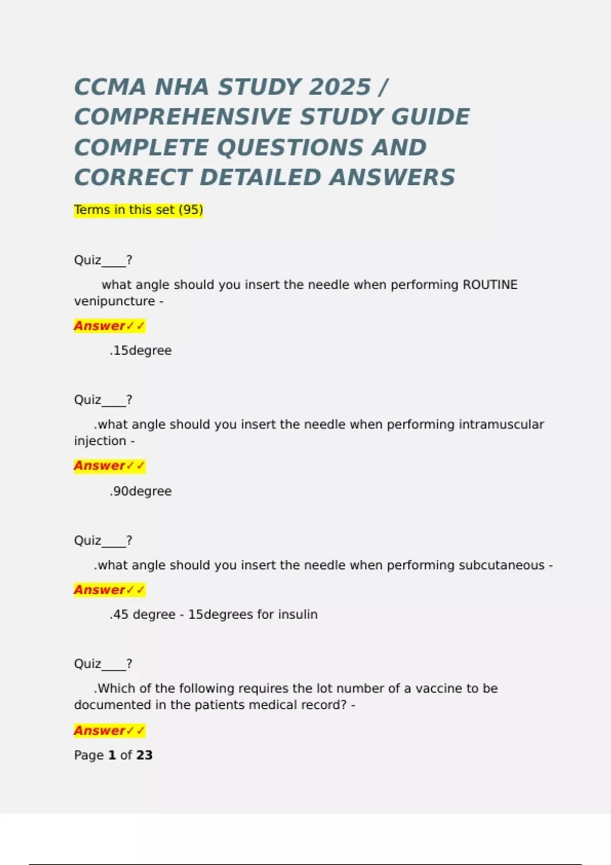 CCMA NHA STUDY 2025 / COMPREHENSIVE STUDY GUIDE COMPLETE QUESTIONS AND ...