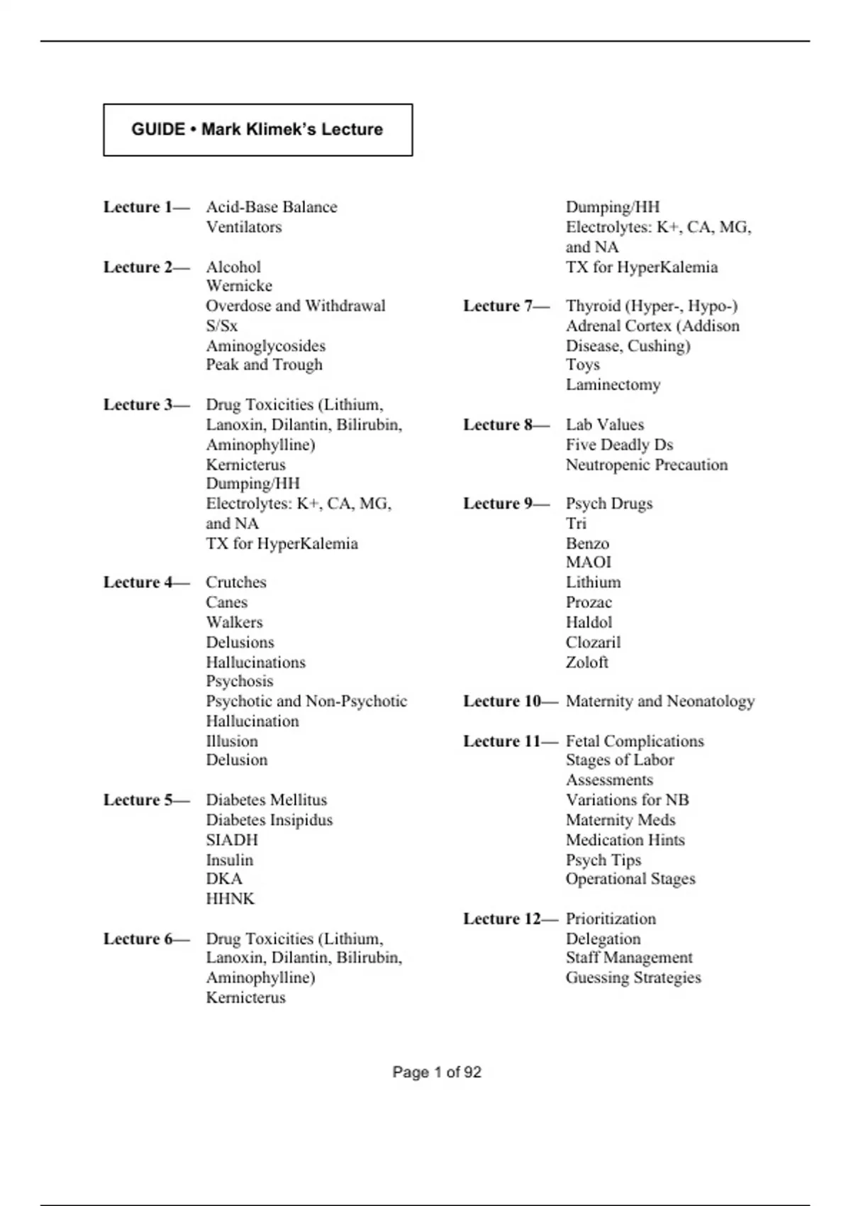 Mark K NCLEX Complete Lecture Notes (12 Lectures + Practice Questions ...