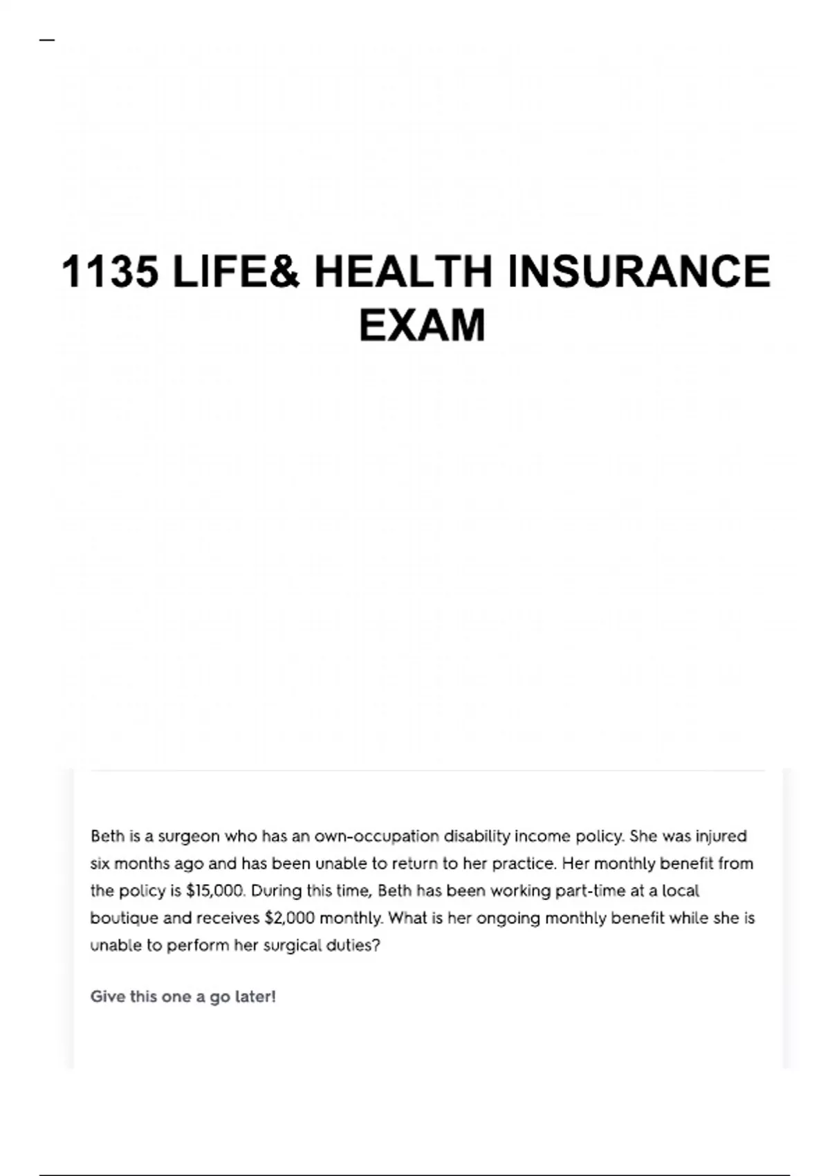 1135 LIFE& HEALTH INSURANCE EXAM QUESTIONS AND ANSWERS WITH ACCURATE ...