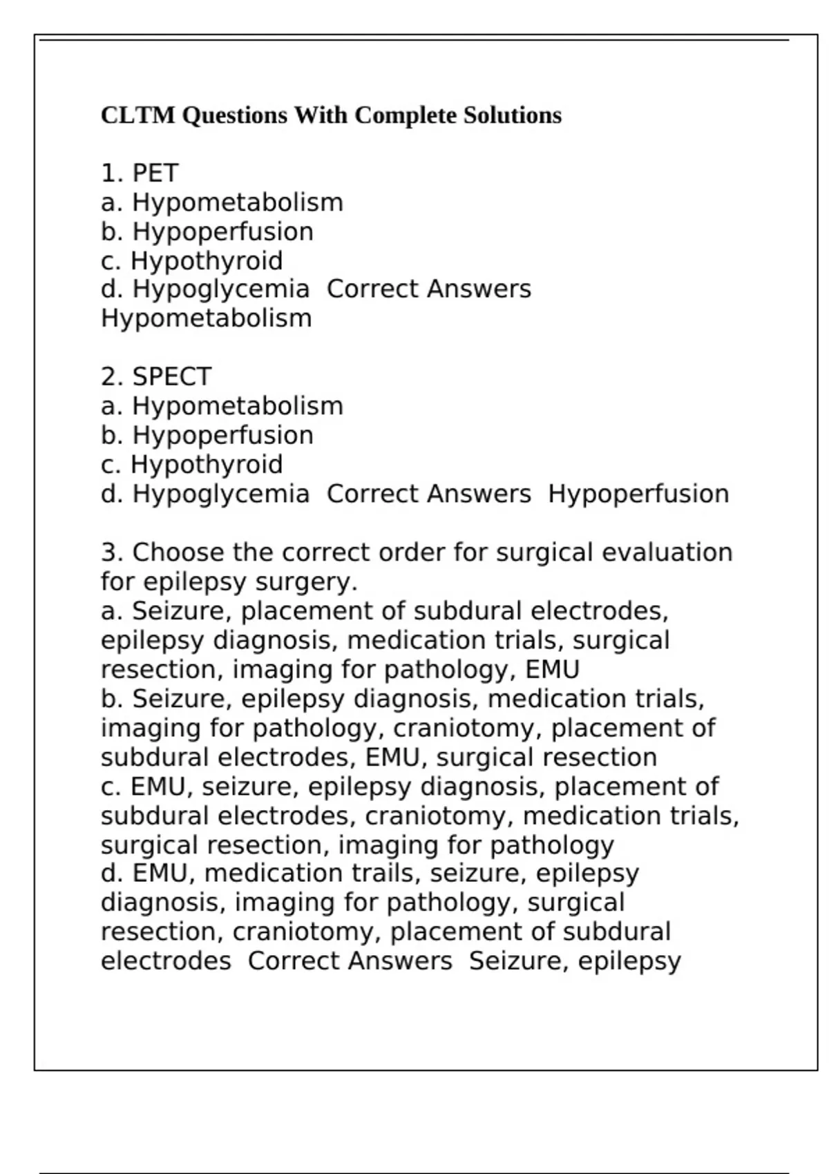 CLTM Questions With Complete Solutions - Cltm - Stuvia US