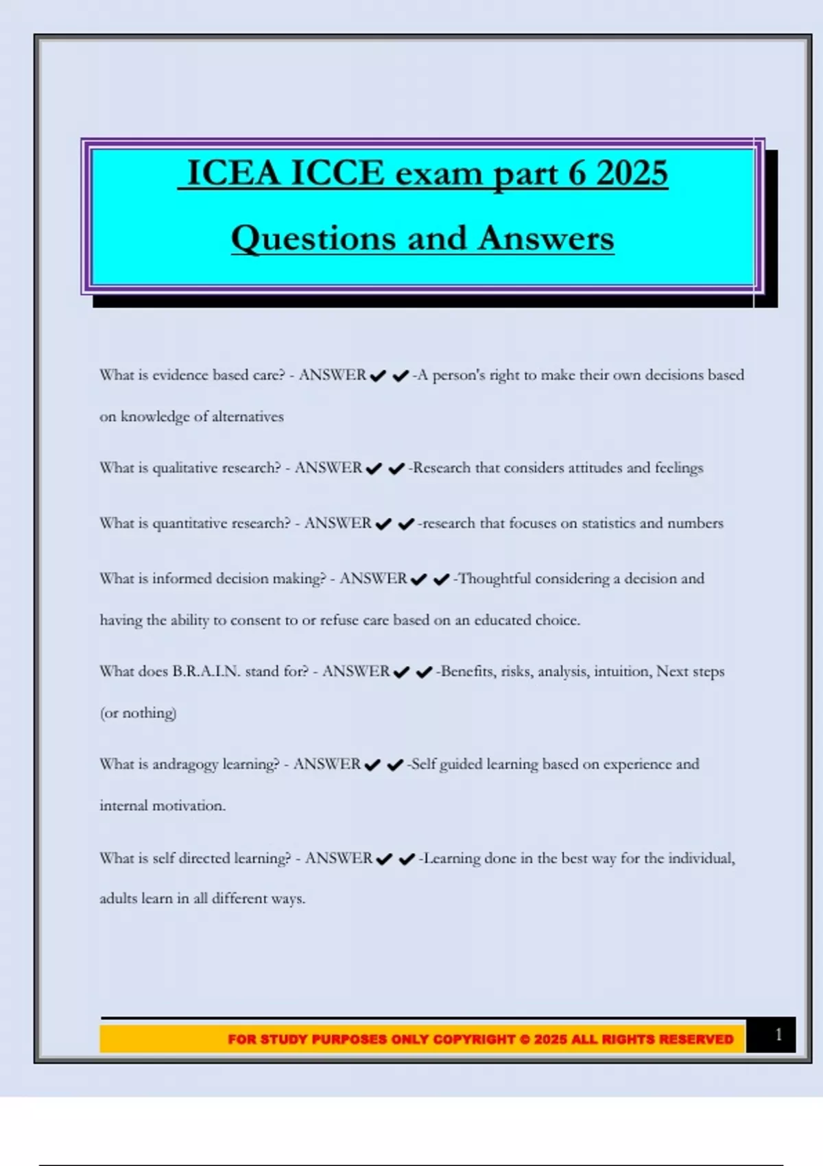 ICEA ICCE exam part 6 2025 Questions and Answers - ICCE - Stuvia US