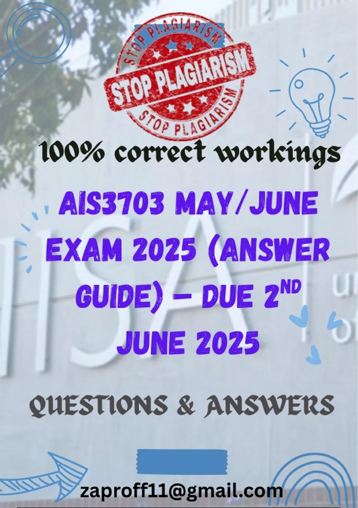 AIS3703 MAY/JUNE EXAM 2025 (Answer Guide) – Due 2nd June 2025 - AIS3703 ...