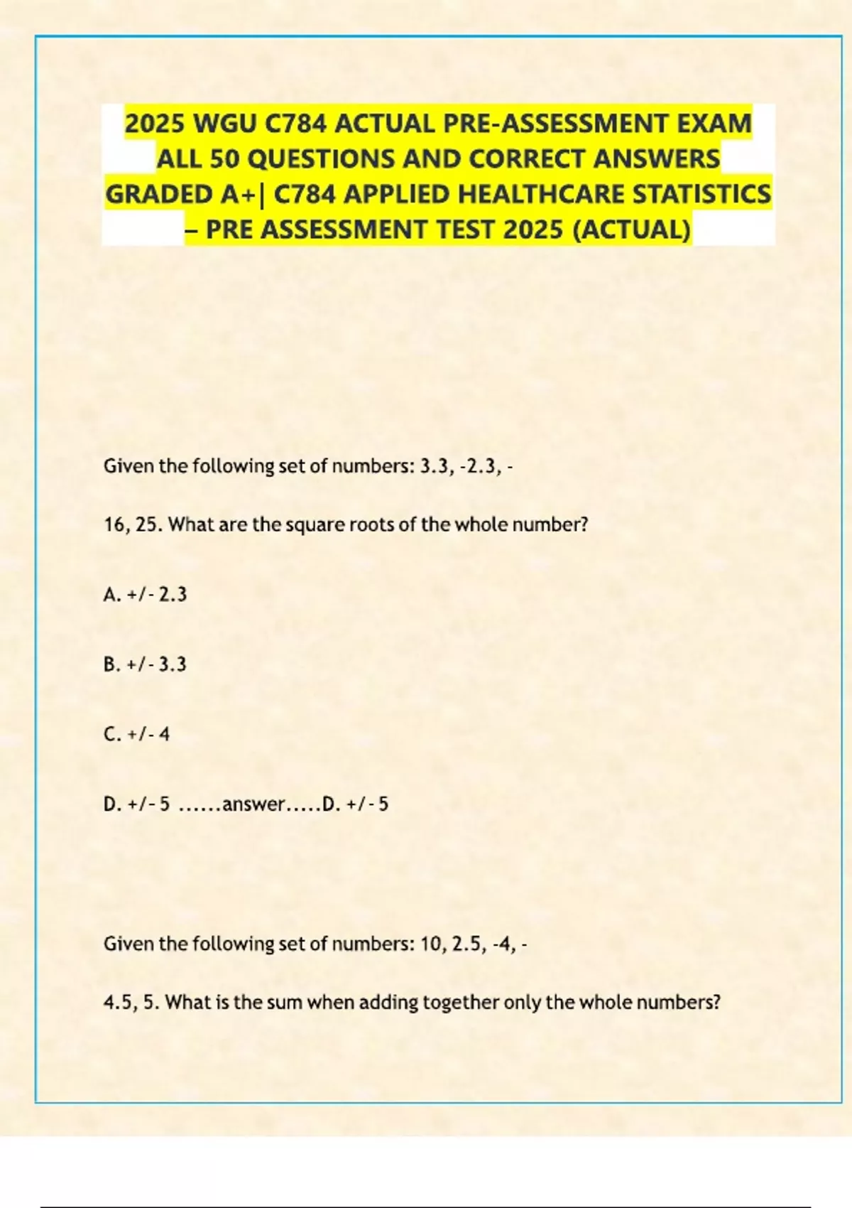 2025 WGU C784 ACTUAL PRE-ASSESSMENT EXAM - 2025 WGU C784 - Stuvia US
