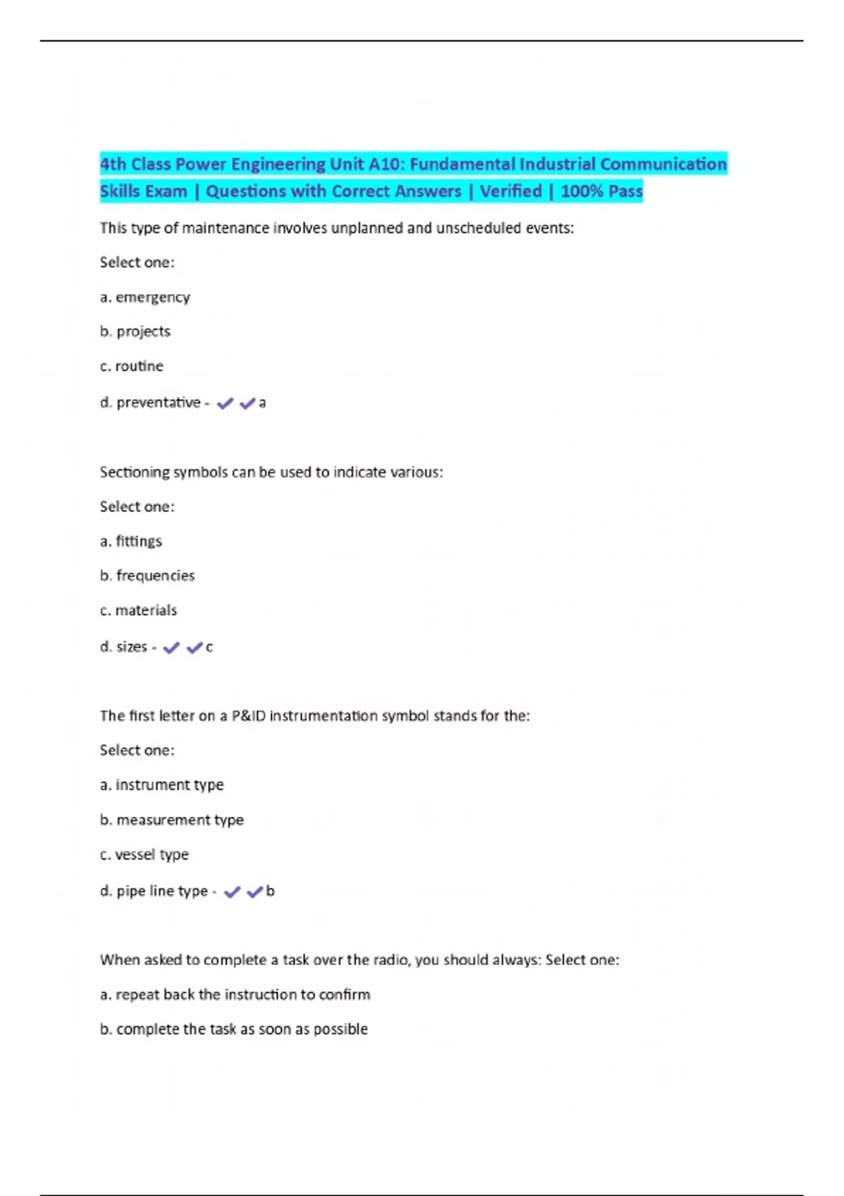 4th Class Power Engineering Unit A10: Fundamental Industrial ...