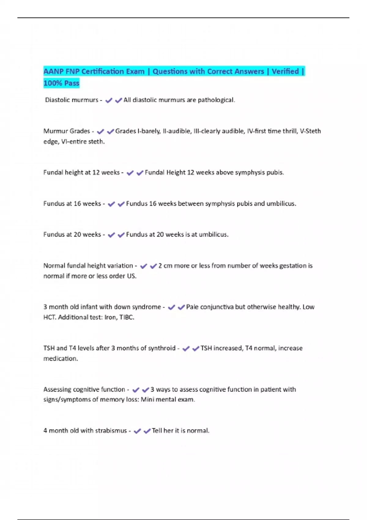 AANP FNP Certification Exam | Questions with Correct Answers | Verified ...