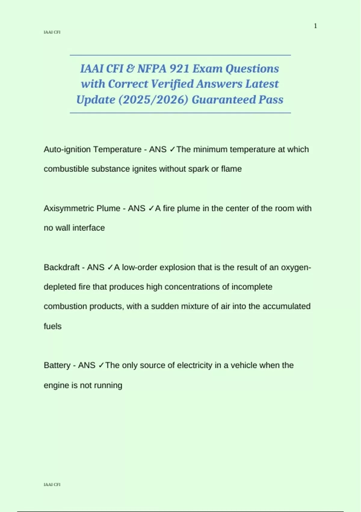 IAAI CFI PACK Exams Questions with Correct Answers COMPILED FOR SUCCESS ...