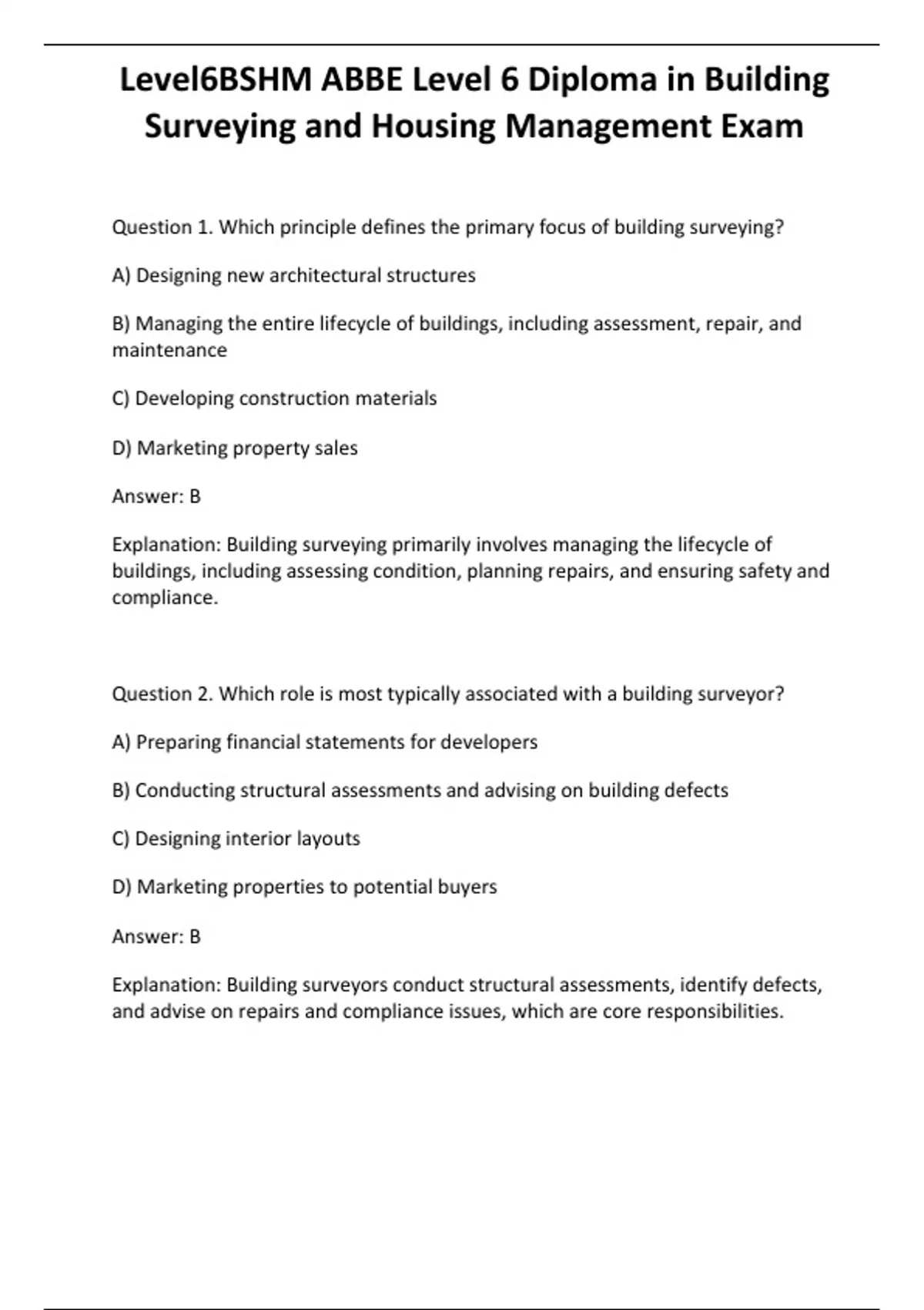 Level6BSHM ABBE Level 6 Diploma in Building Surveying and Housing ...